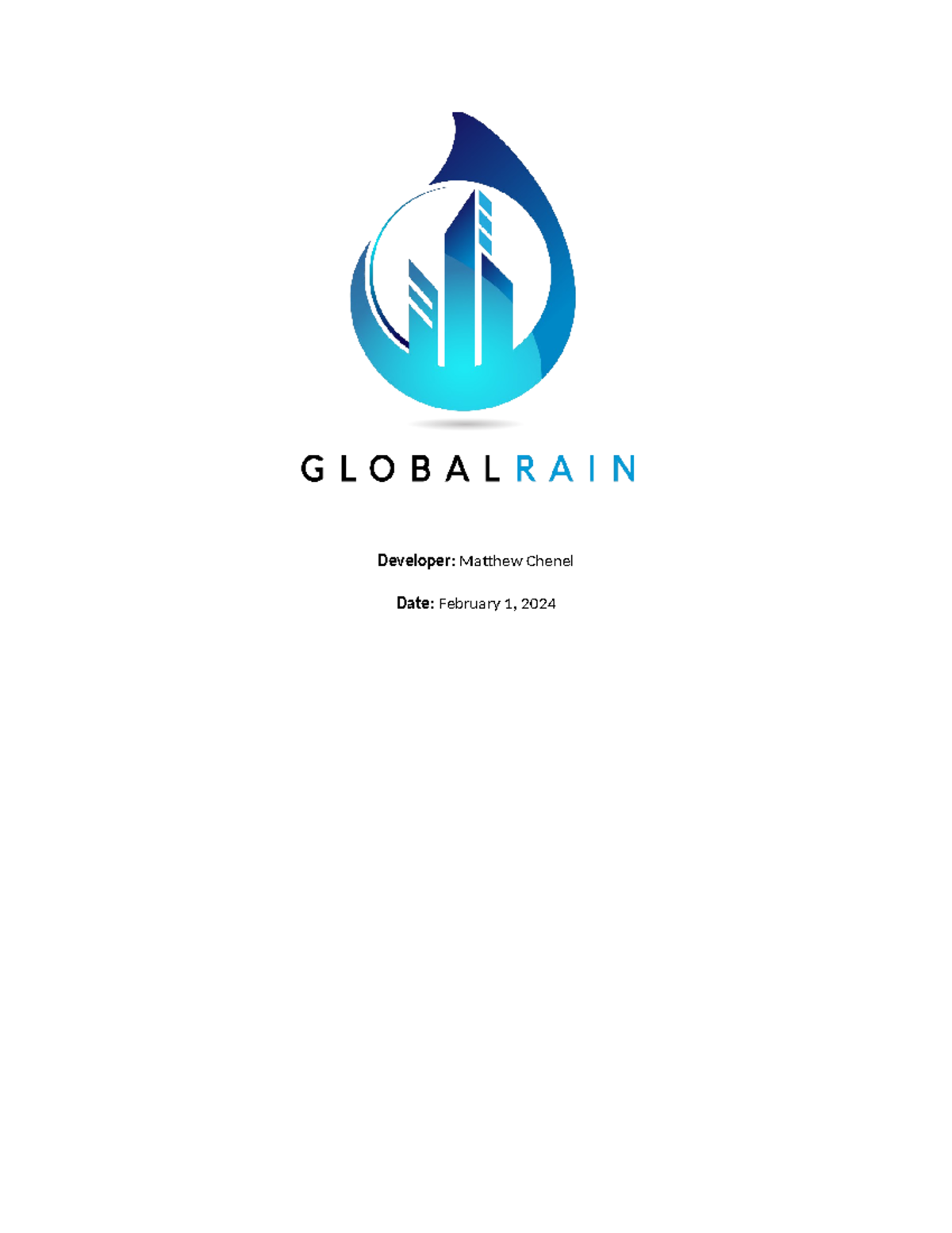 IT 145 Global Rain Summary Report Template - Developer: Matthew Chenel Date: February 1, 2024 IT ...