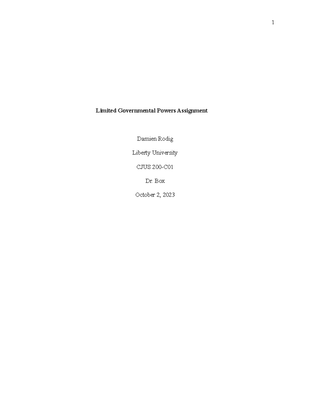 Limited Governmental Powers Assignment - Box October 2, 2023 Limited ...