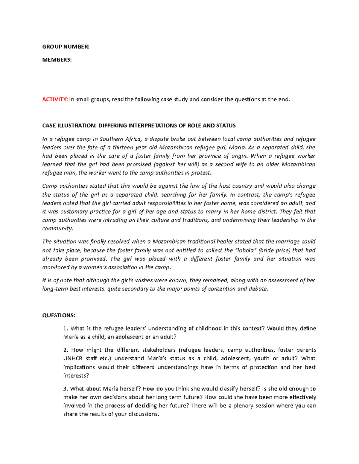 Activity- Topic 1 - module 2 - GROUP NUMBER: MEMBERS: ACTIVITY: In ...