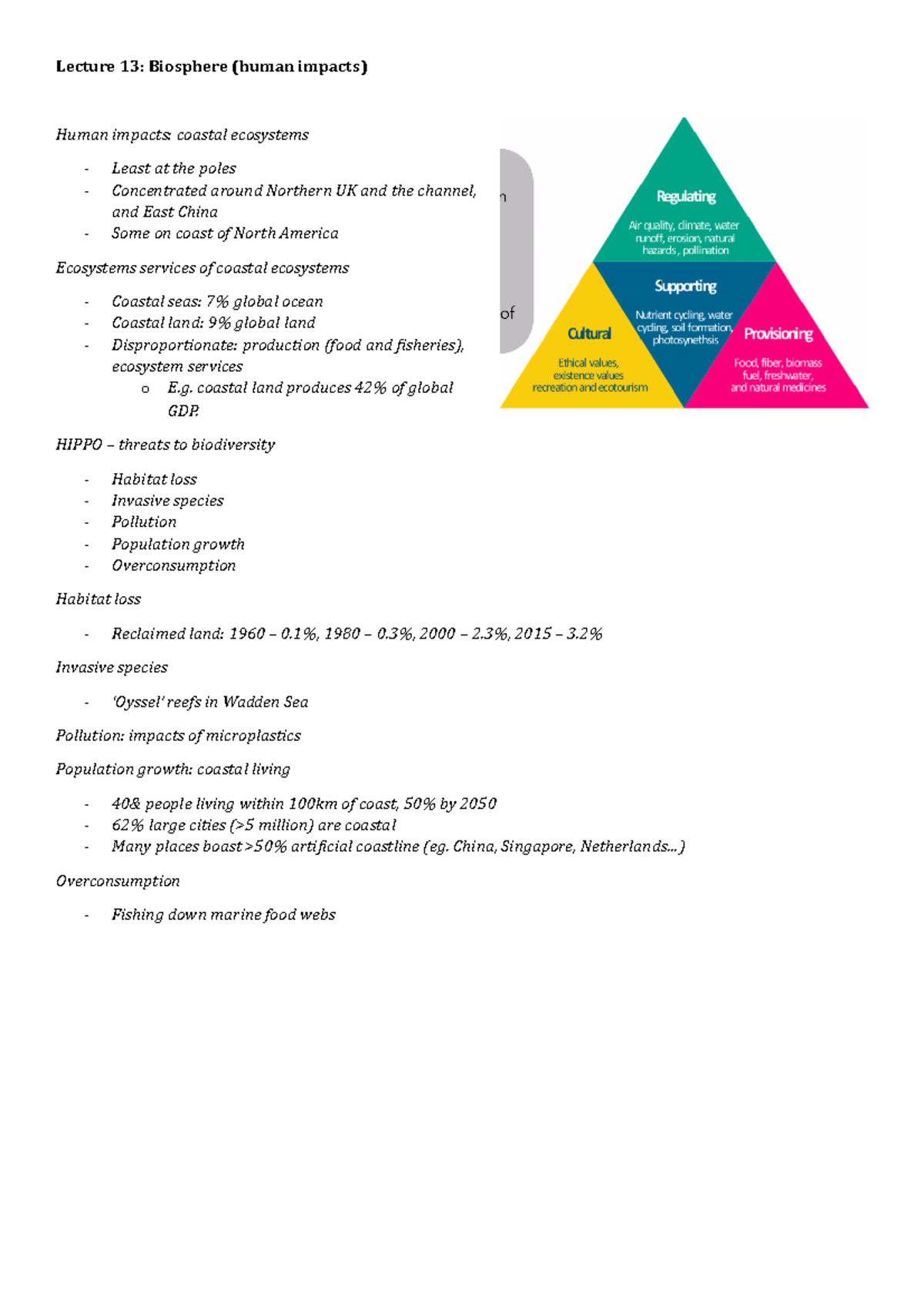 Lecture 13 Biosphere (human impacts) - Lecture 13: Biosphere (human ...