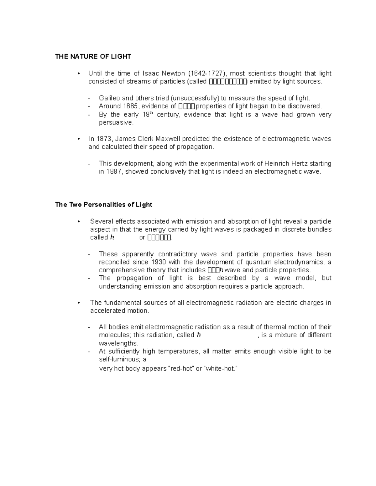 IM-43 Physics for Engineers - THE NATURE OF LIGHT Until the time of ...