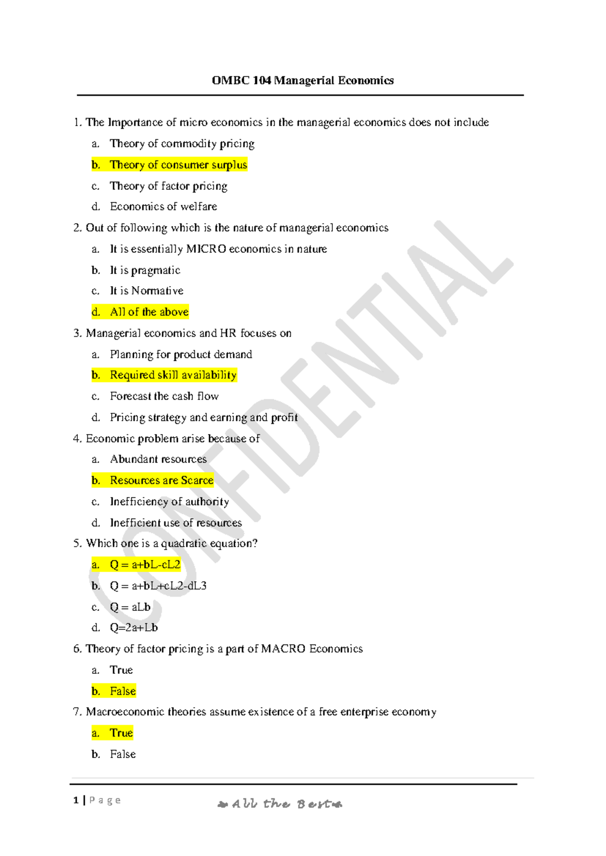 Document - Assesment - OMBC 104 Managerial Economics 1. The Importance ...