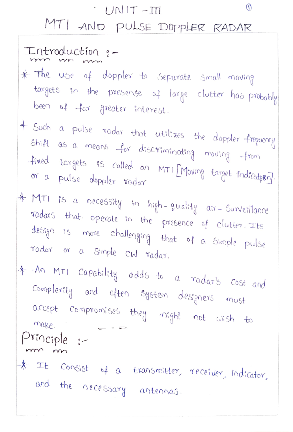 RS UNIT-III - GOOD FOR TEACHING AND STUDENTS ALSO - UNIT 4 MTI AND PULSE DOPPLER RADAR ...