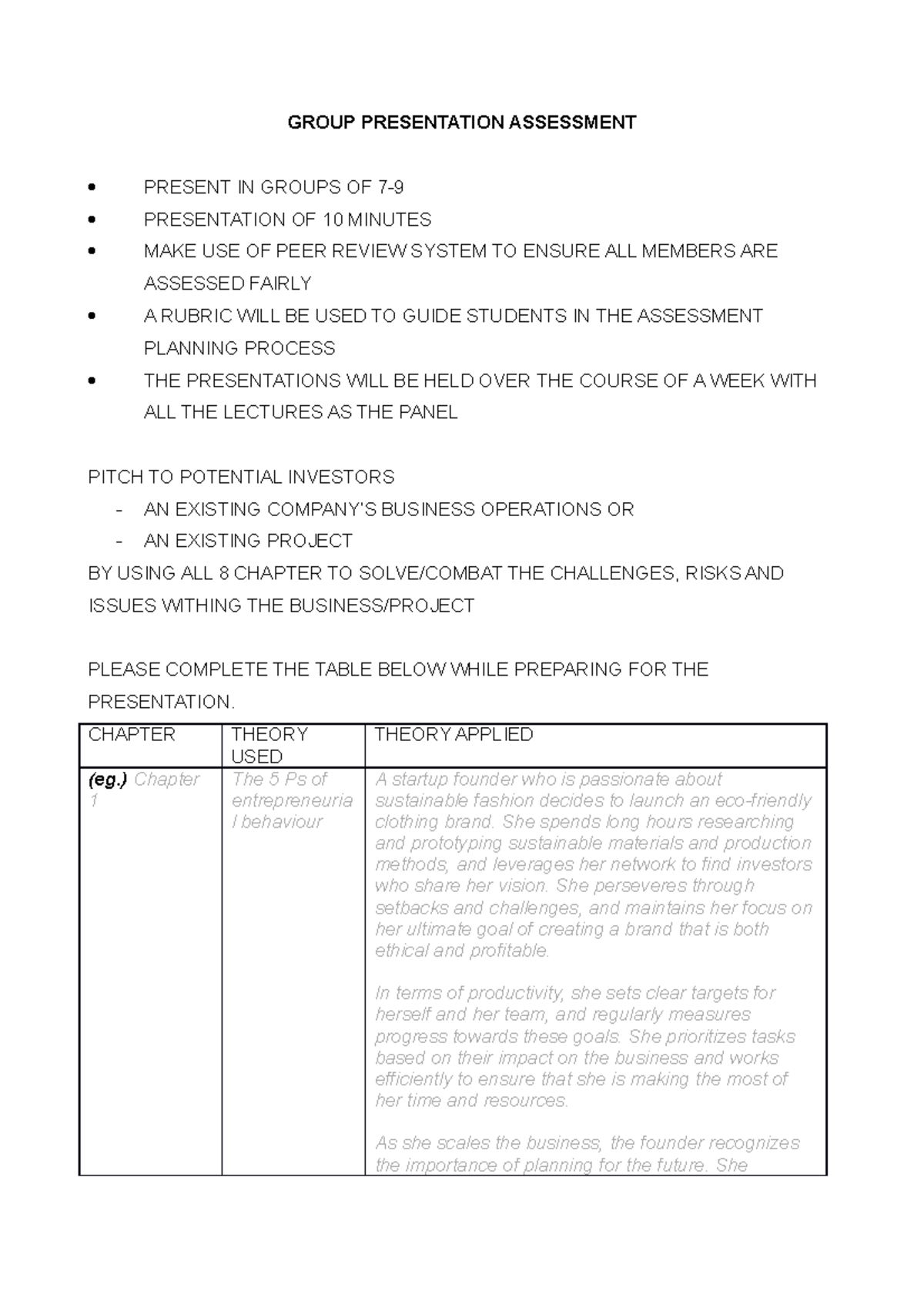 Group Assessment OBS 114 - GROUP PRESENTATION ASSESSMENT PRESENT IN ...