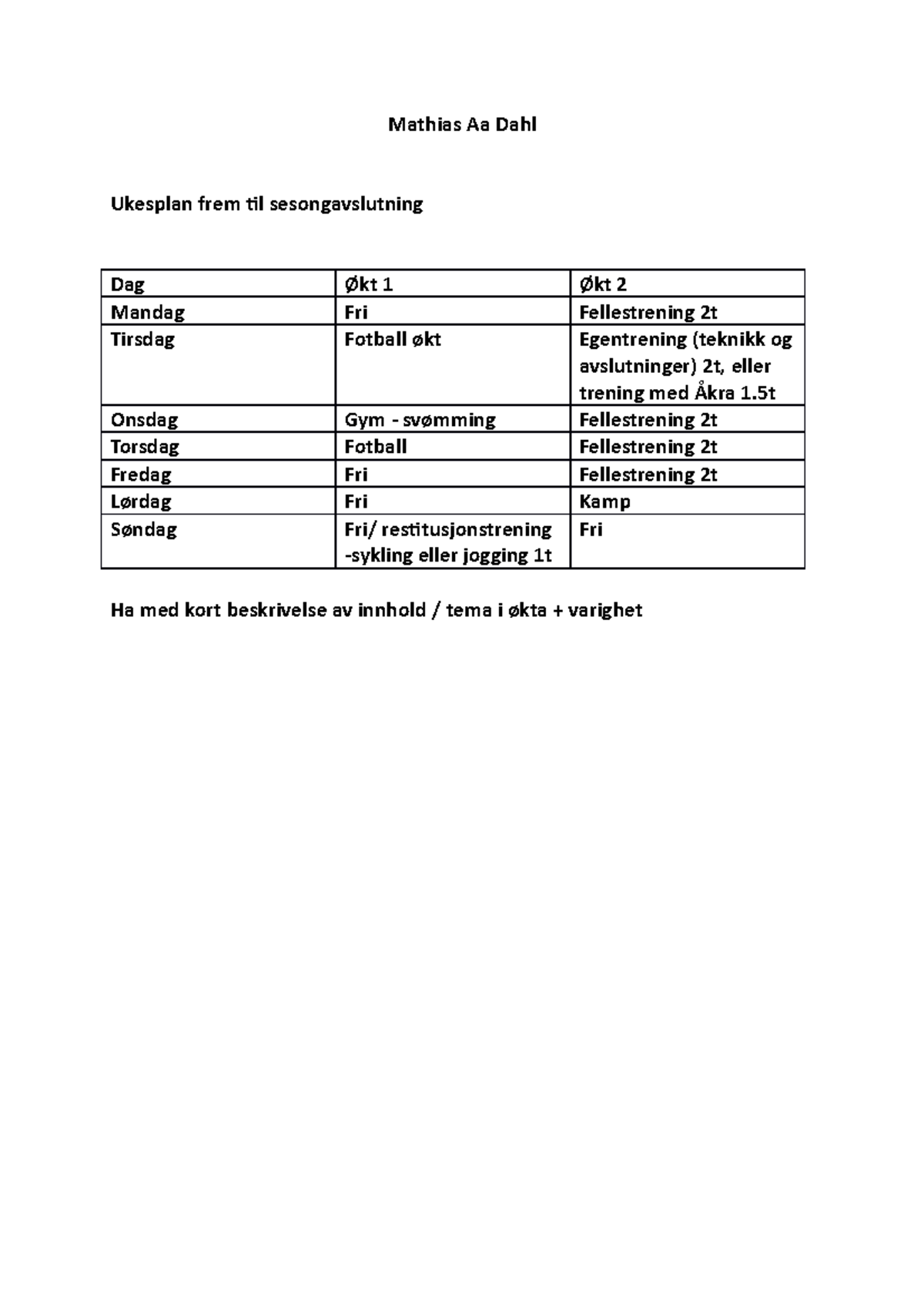 Styrketrening Toppidrett fotball 2018-19 (Mathias Aa Dahl) - Mathias Aa ...