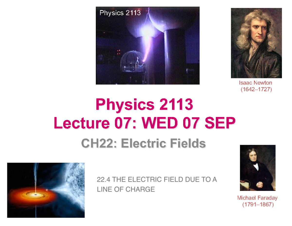 Lecture 7 CH22 - With examples - Physics 2113 Lecture 07: WED 07 SEP ...
