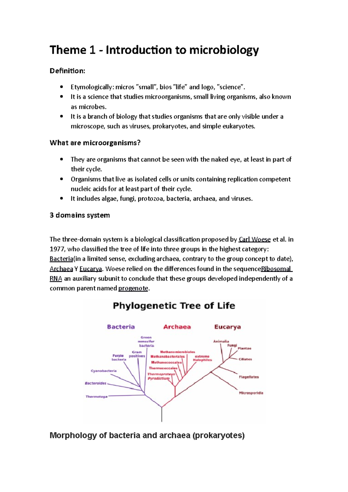 Unit 1 - Lecture notes 1 - Theme 1 - Introduction to microbiology ...