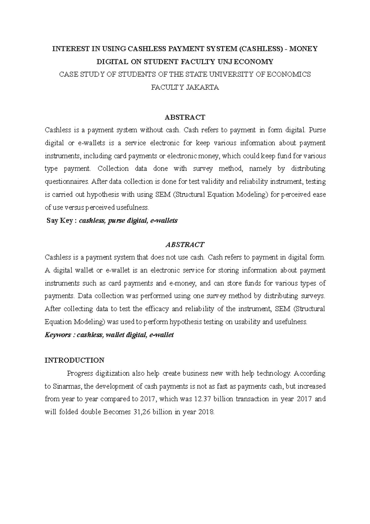 Kelompok 9 Interest IN Using Cashless Payment System ( Cashless ...