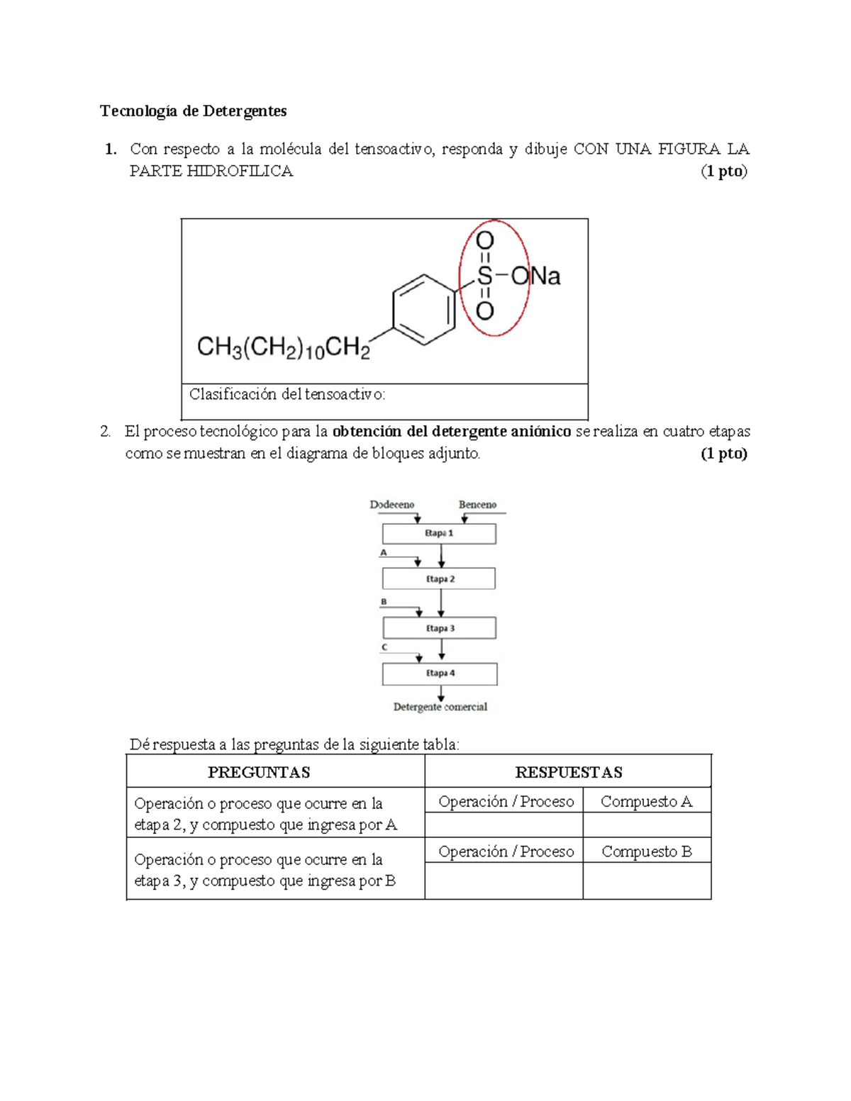Tecnología de Detergentes - Con respecto a la molécula del tensoactivo ...