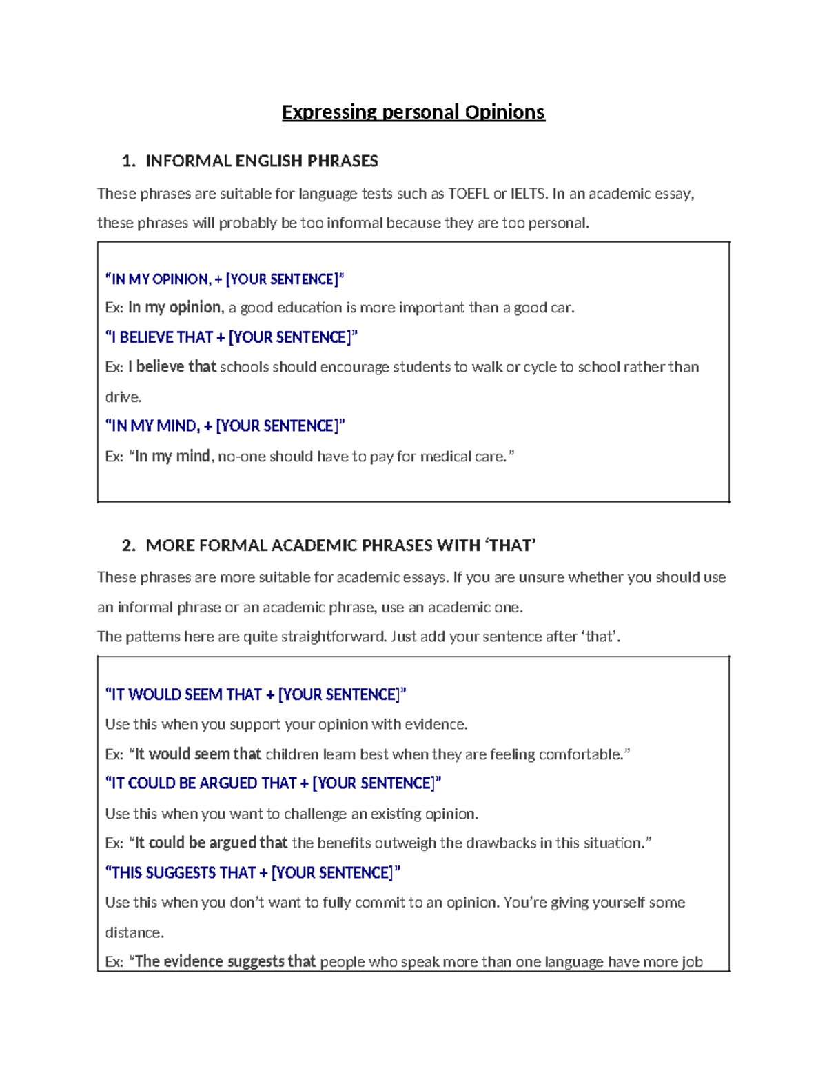 UNIT 3 - Expressing Personal Opinions (FREE- Writing) - Expressing ...