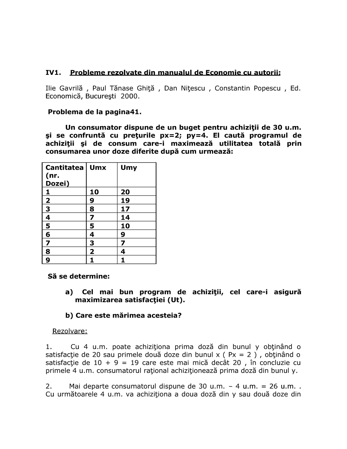 Economie-probleme-rezolvate compress - IV1. ProblemeProbleme rezolvaterezolvate dindin - Studocu