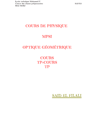 Optique géométrique cours 06 - Jimmy ROUSSEL OPTIQUE GÉOMÉTRIQUE Cours ...