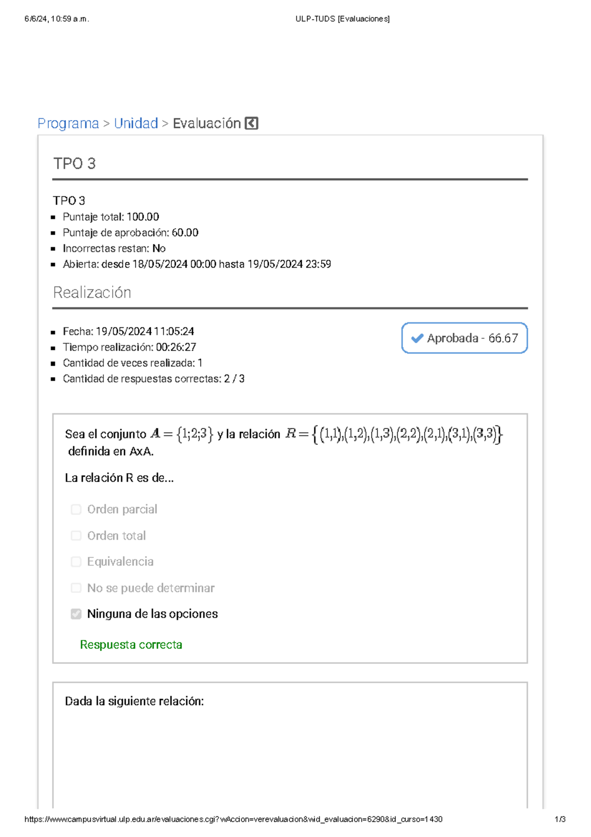 ULP-TUDS [Evaluaciones] - Programa > Unidad > Evaluación TPO 3 TPO 3 Puntaje total: 100. - Studocu