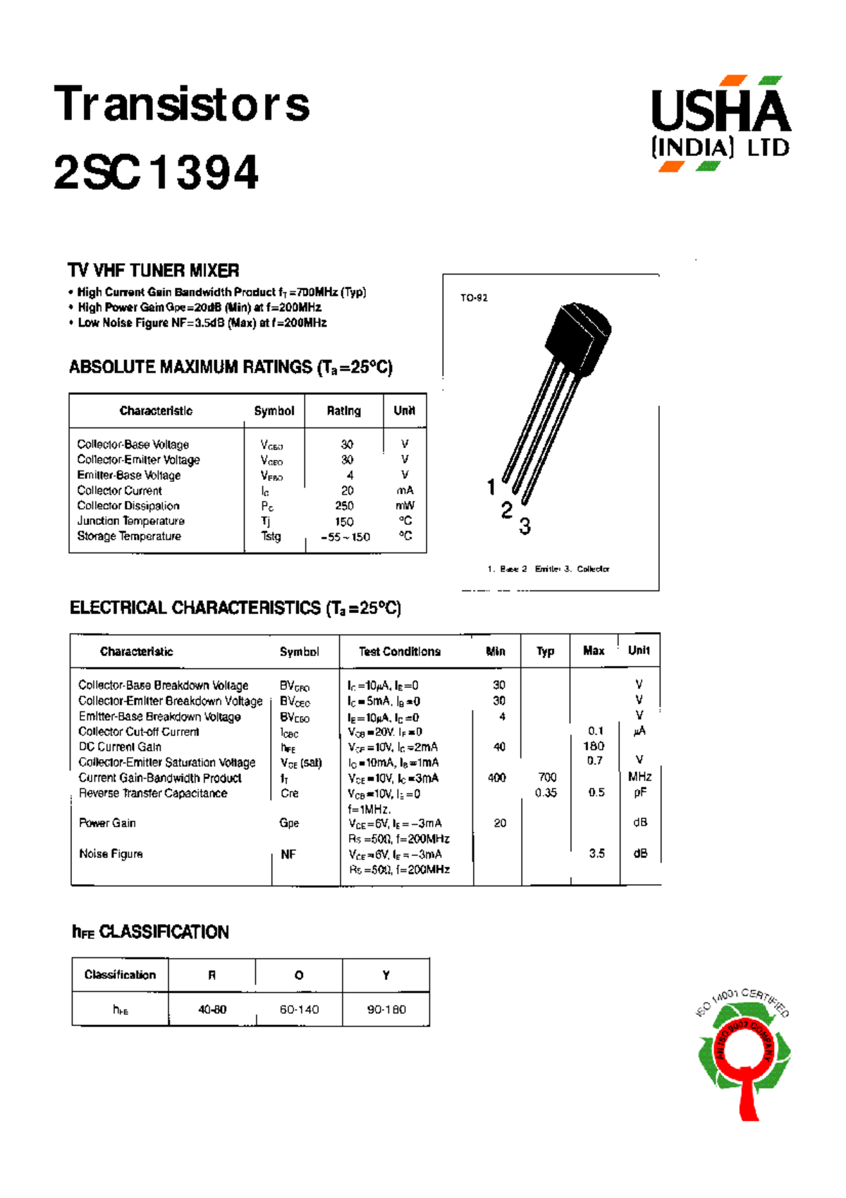 Datasheet - fisica - Fisica II - Transistors 2SC - Studocu