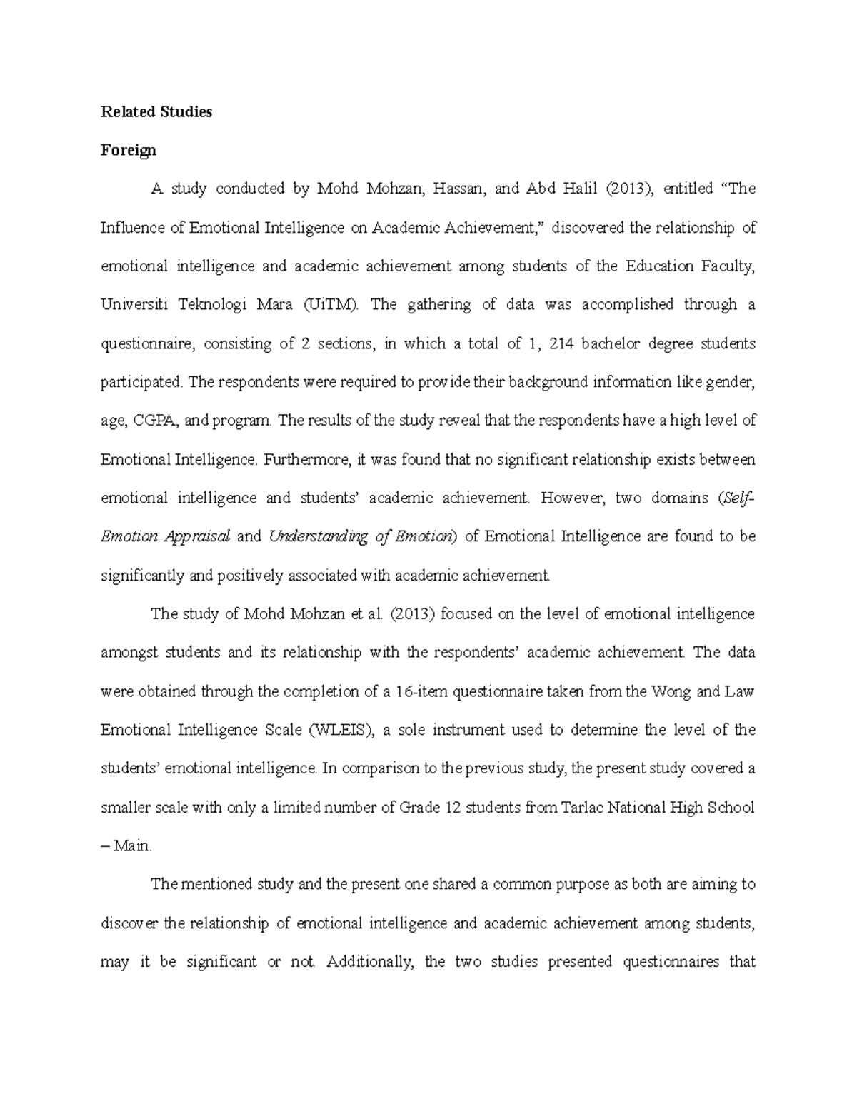 Related Foreign Studies - Related Studies Foreign A study conducted by ...