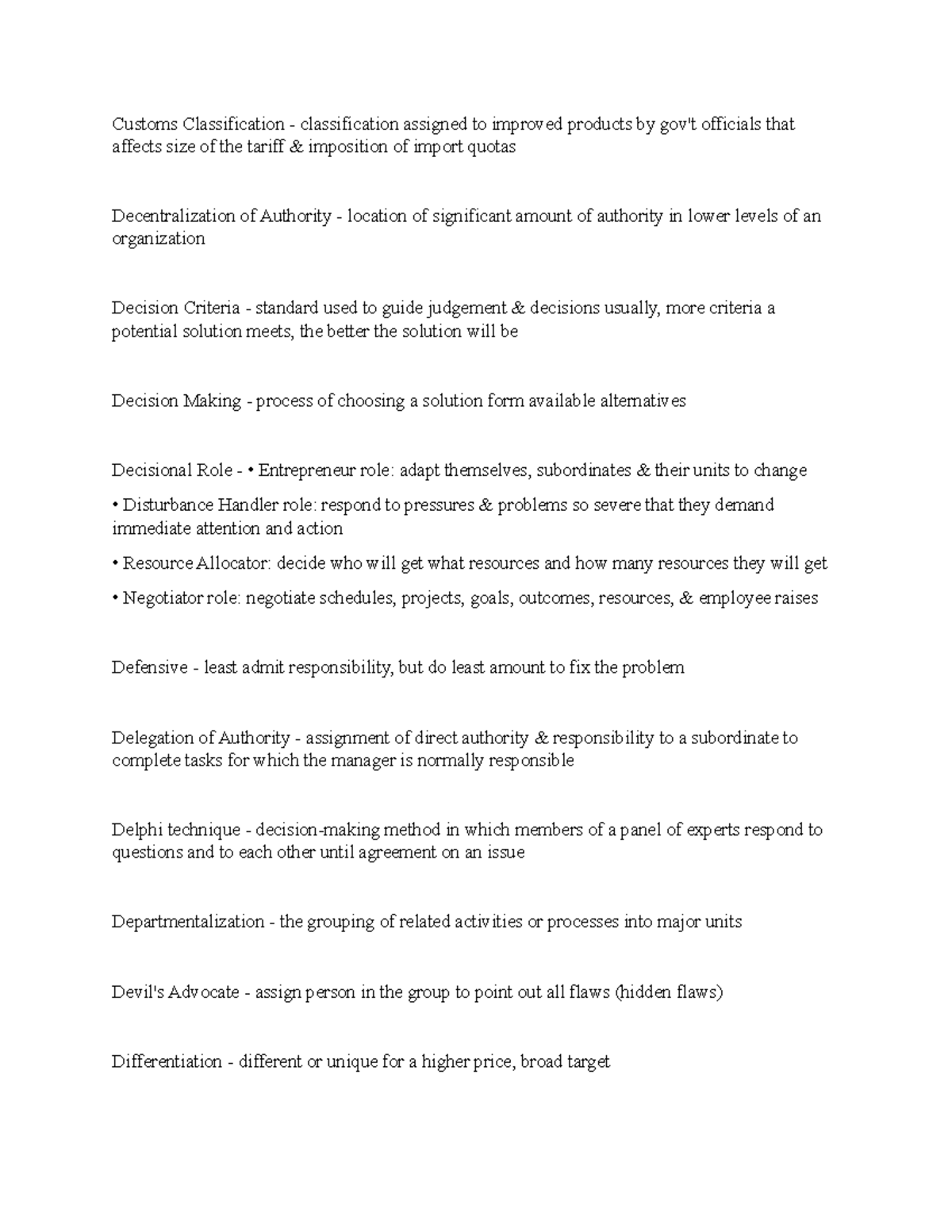 Note 14 - Note - Customs Classification - classification assigned to ...