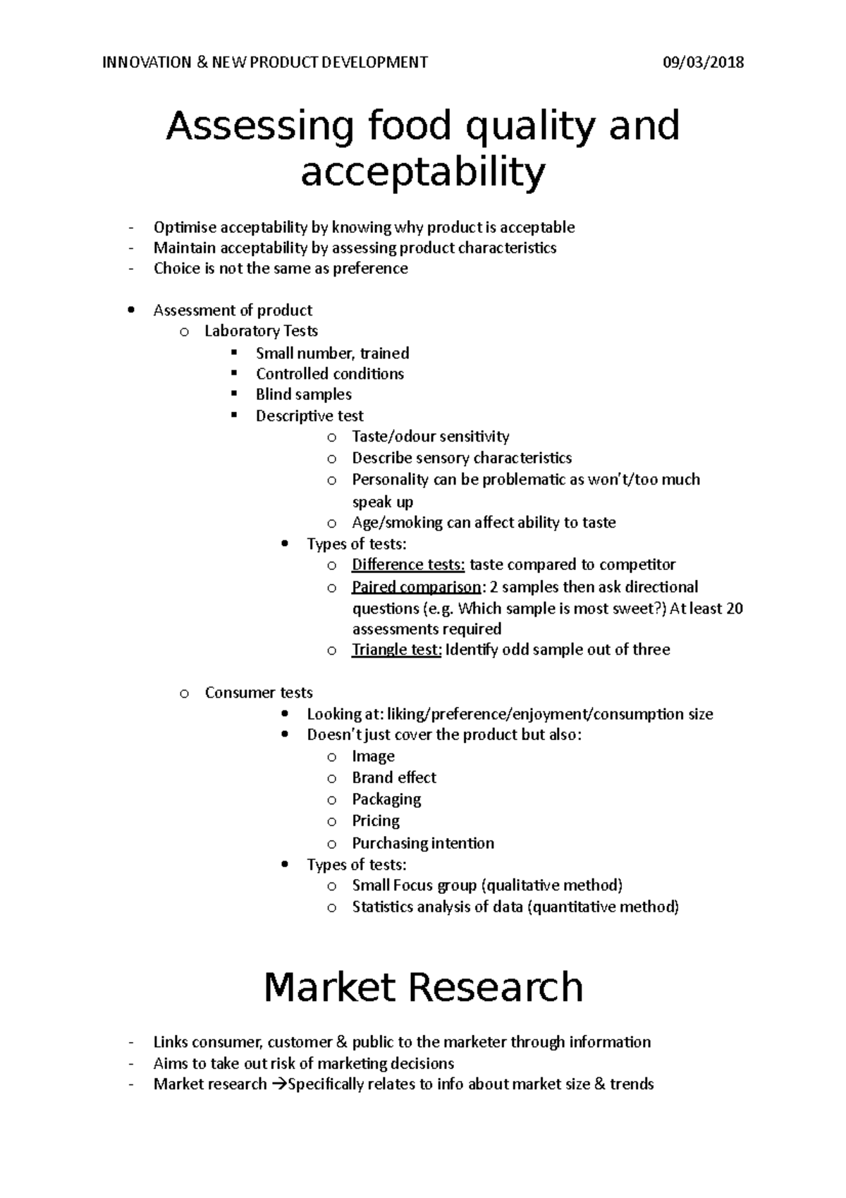 Lecture 5 - Product Testing & Market Research - INNOVATION & NEW ...