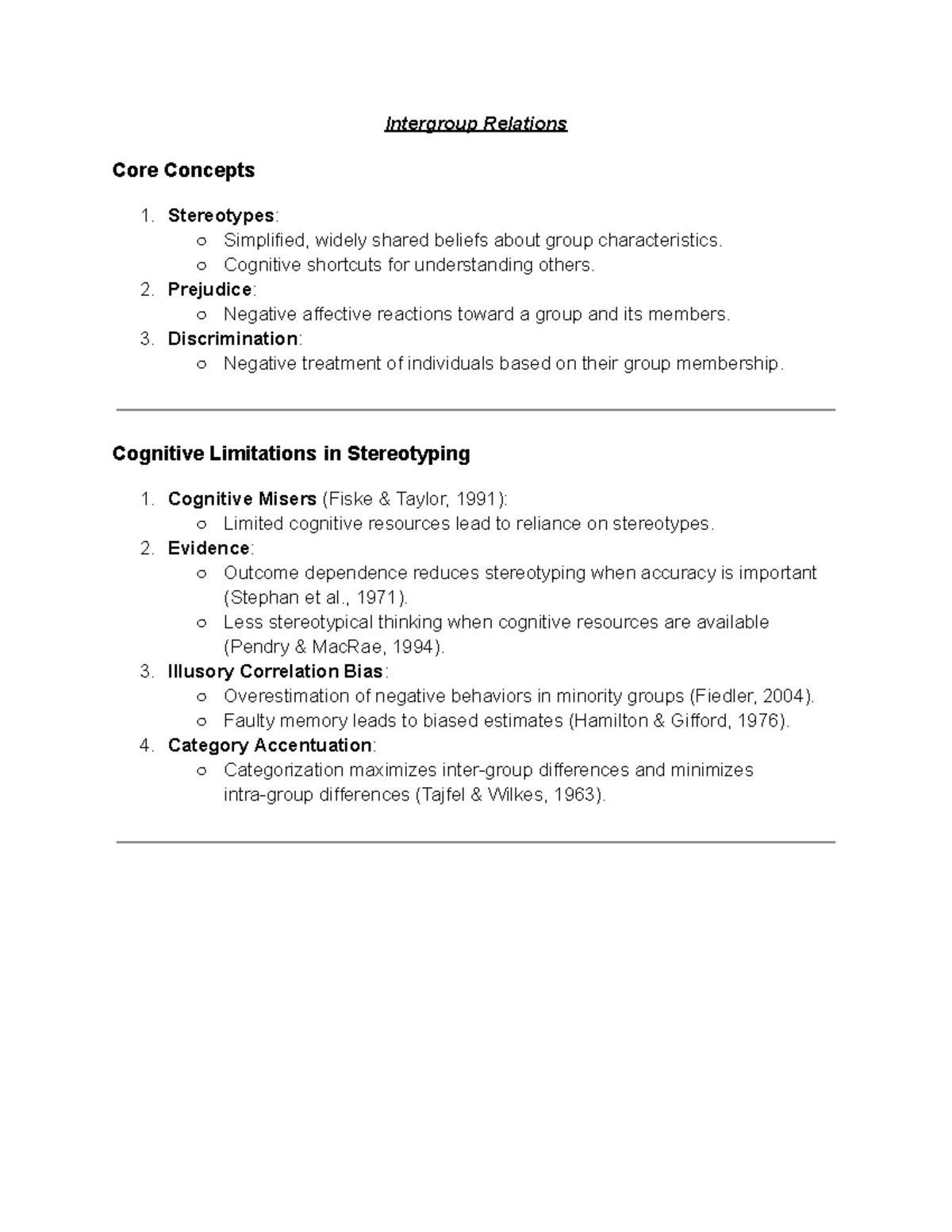 Week 18 - Intergroup Relations - Intergroup Relations Core Concepts Stereotypes: Simplified ...