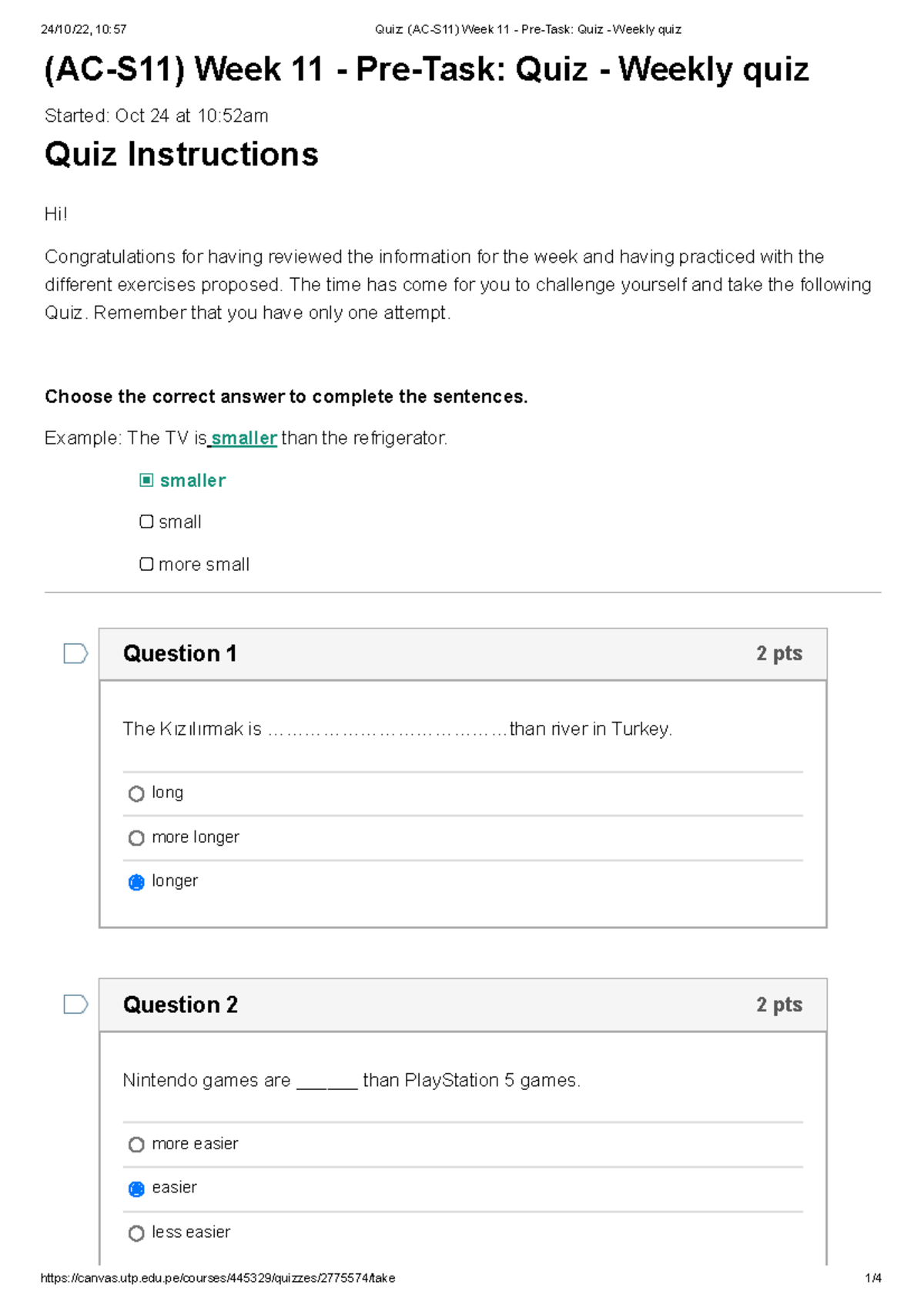 Quiz (AC-S11) Week 11 - Pre-Task Quiz - Weekly quiz - (AC-S11) Week 11 - Pre-Task: Quiz - Weekly ...