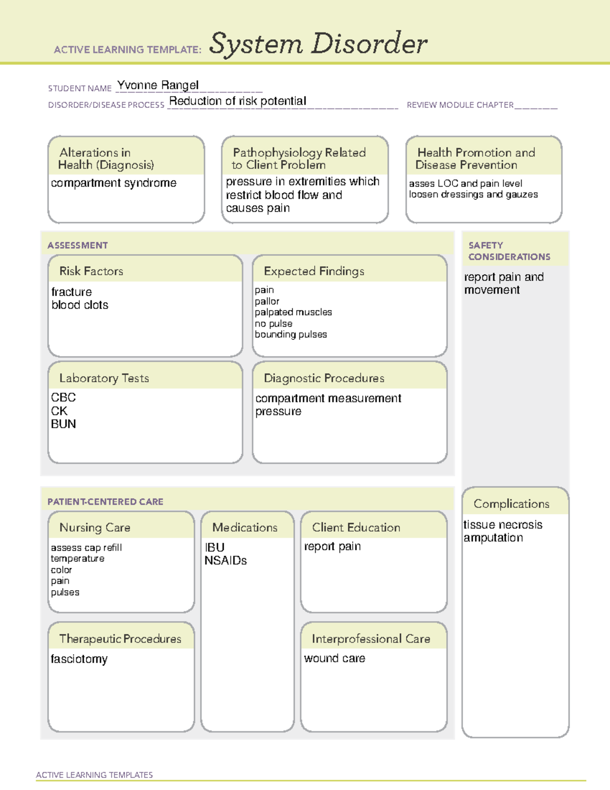 Ati part b 3 - ati - ACTIVE LEARNING TEMPLATES System Disorder STUDENT ...