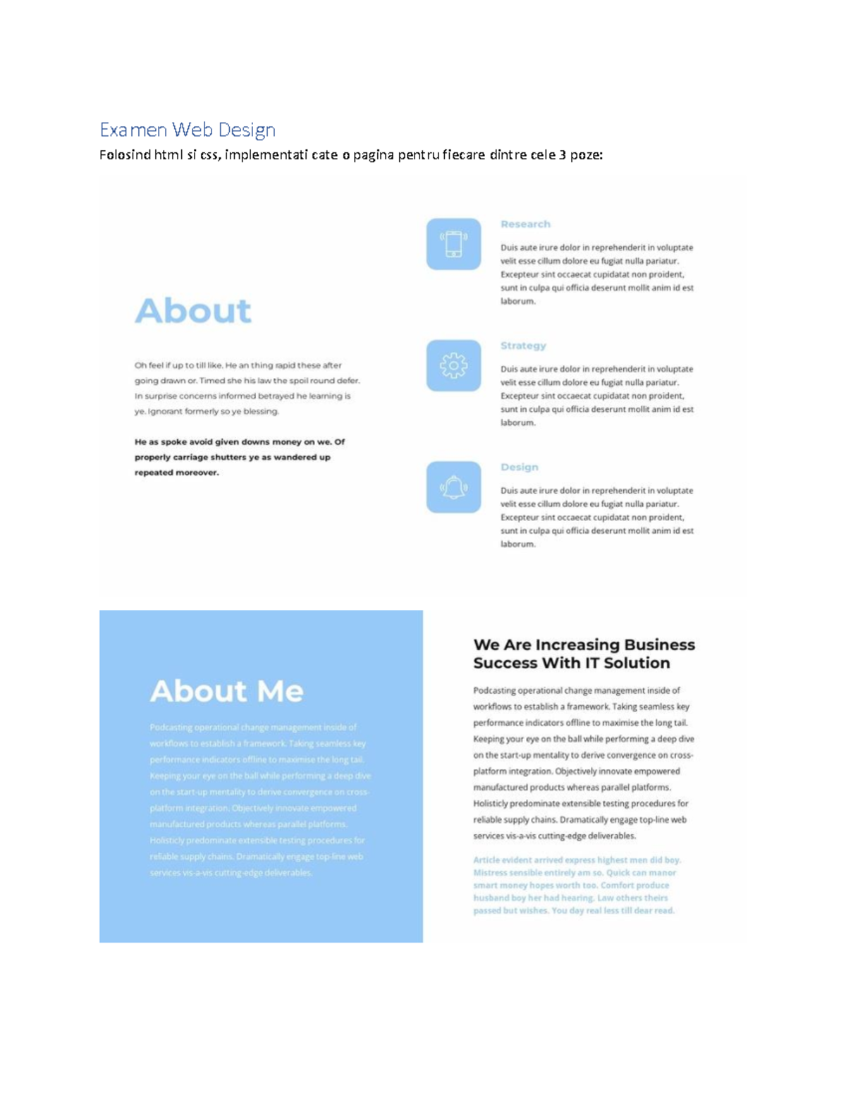 Examen Web Design - IT System Design - Examen Web Design Folosind html ...