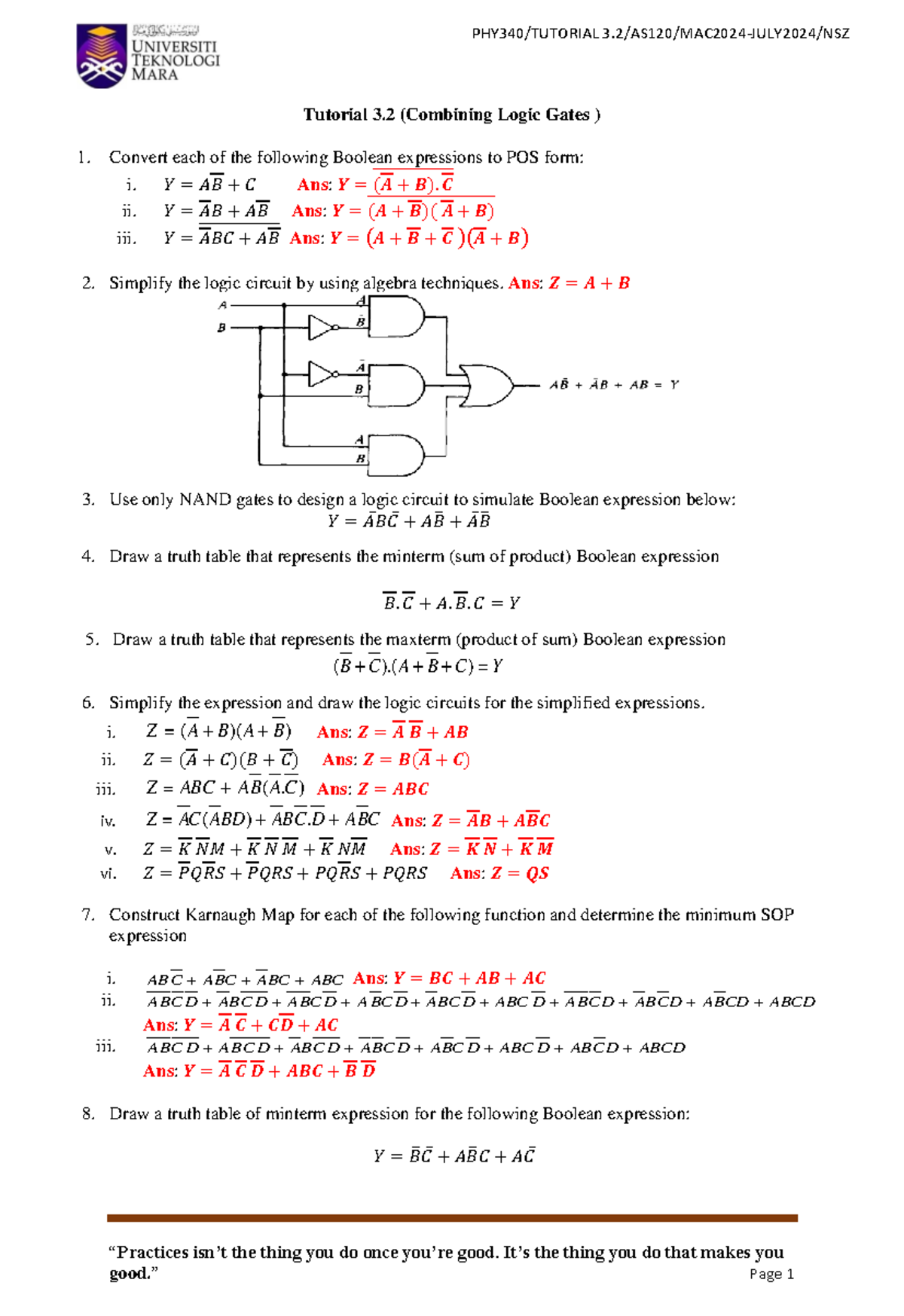 PHY340 Tutorial 32 240427 2002 04 - PHY340/TUTORIAL 3/AS120/MAC 2024 - JULY 2024 /NSZ “Practices ...