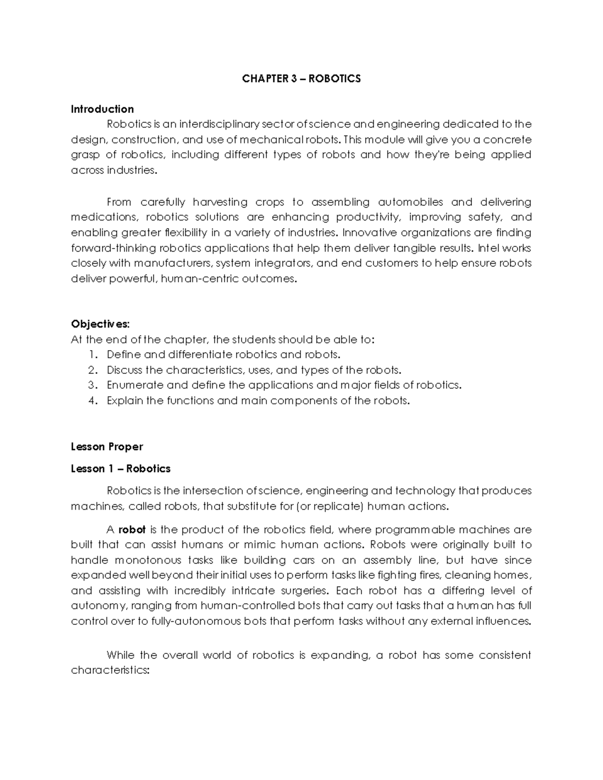 Chapter-3-Robotics - reviewer - CHAPTER 3 – ROBOTICS Introduction ...
