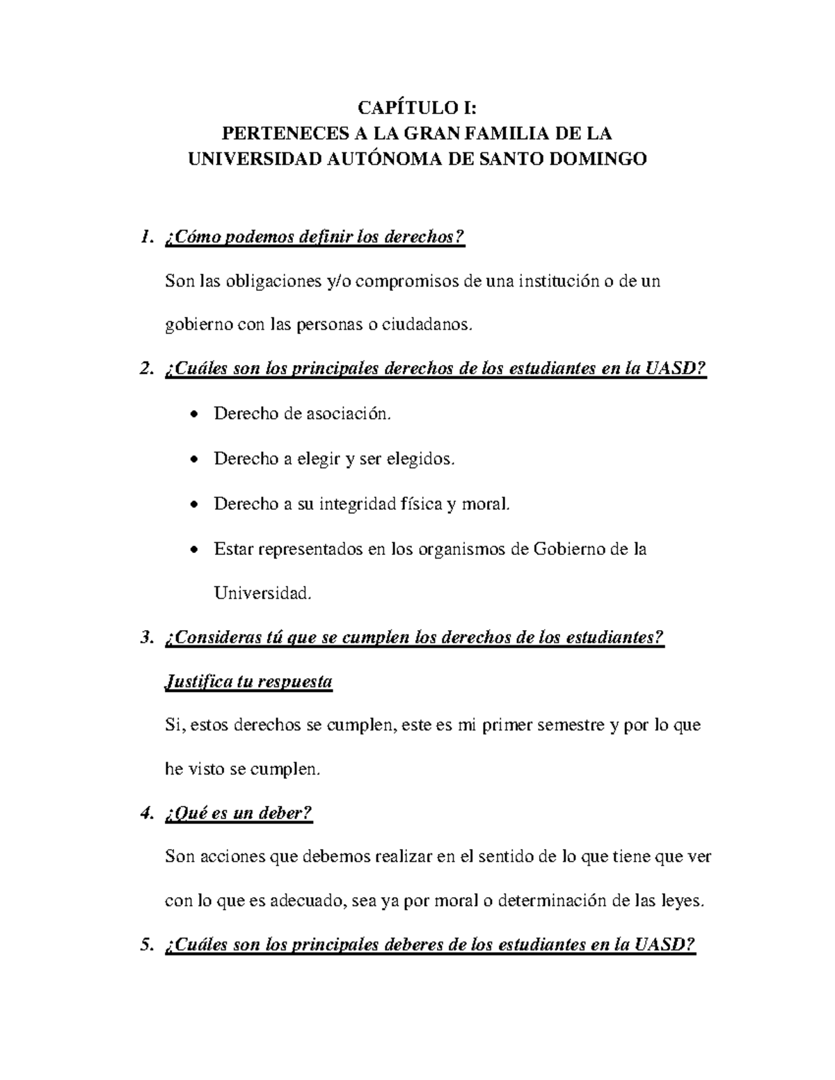 Preguntas Capitulo I - Primera asignacion; Prof. Jose Frank Disla ...