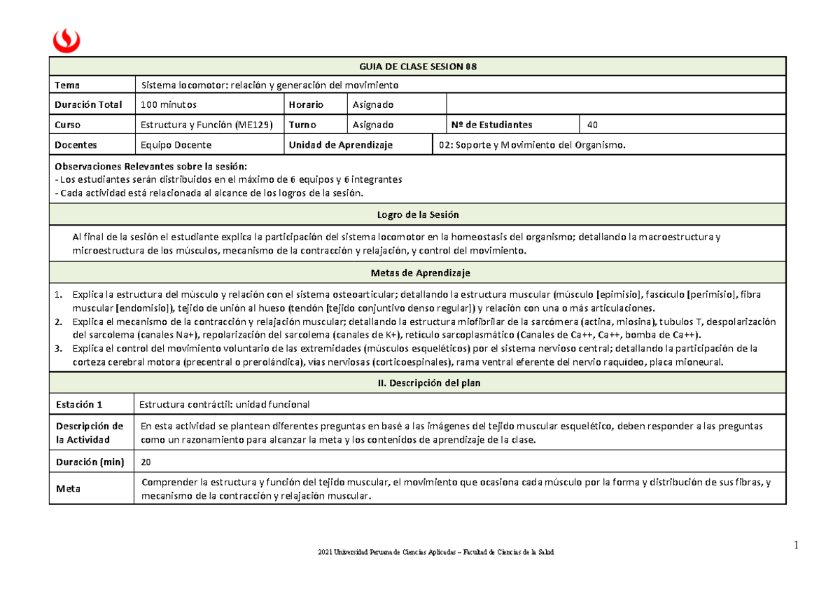 ME129 Sesión 08 Guía de Clase - GUIA DE CLASE SESION 08 Tema Sistema ...