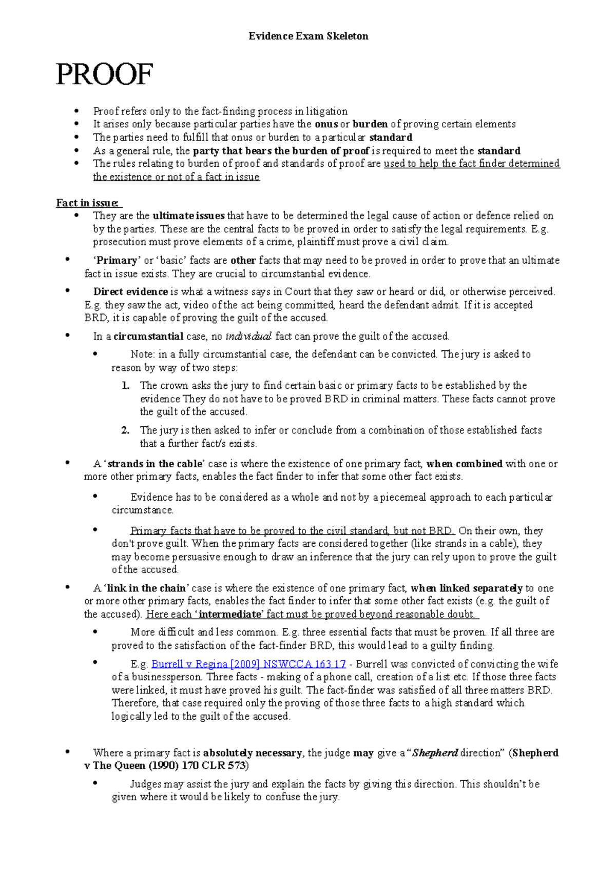 Evidence Exam Summaries - Evidence Exam Skeleton PROOF Proof refers ...
