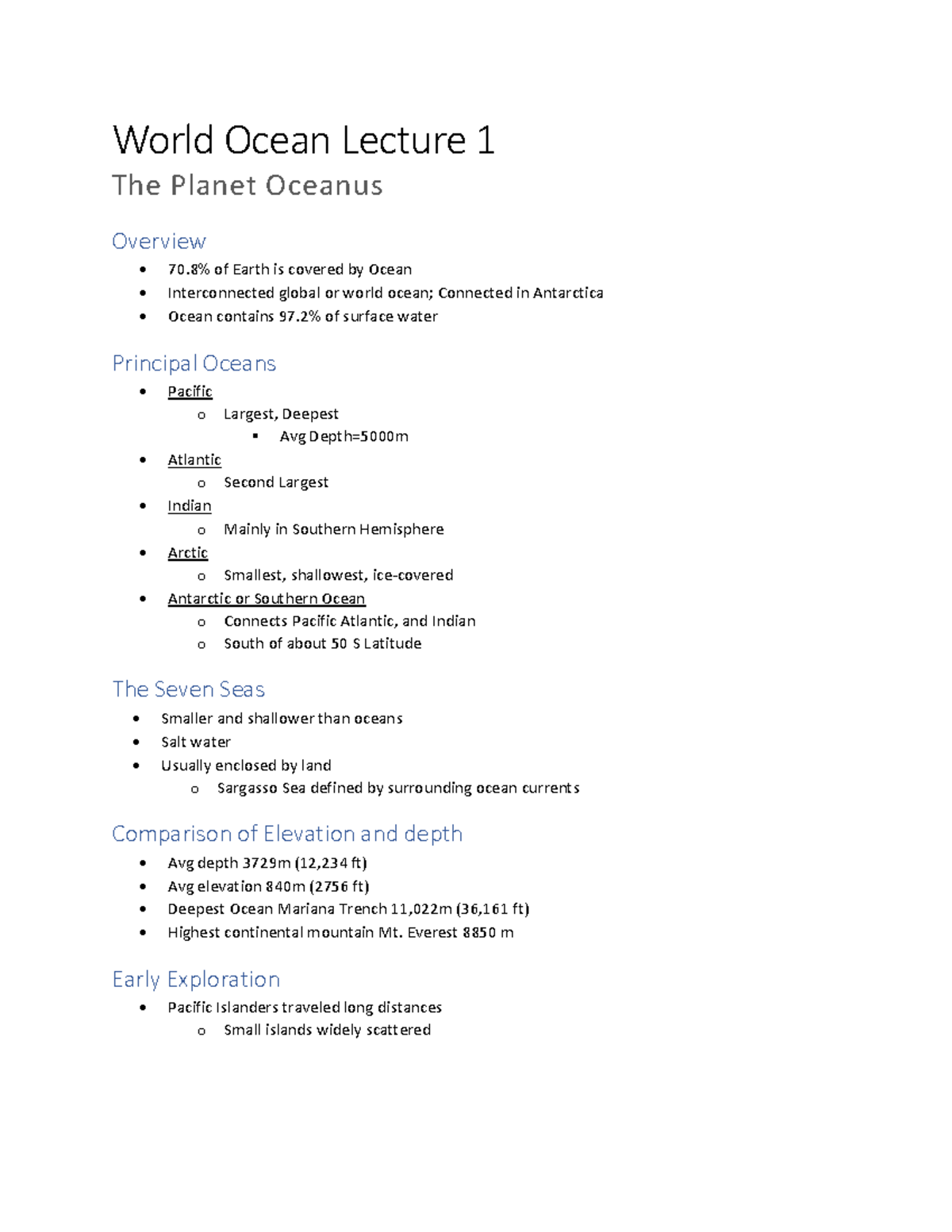 World Ocean Lecture 1 - Dr. Kumar Intro Chapter + Chapter 1 - World ...