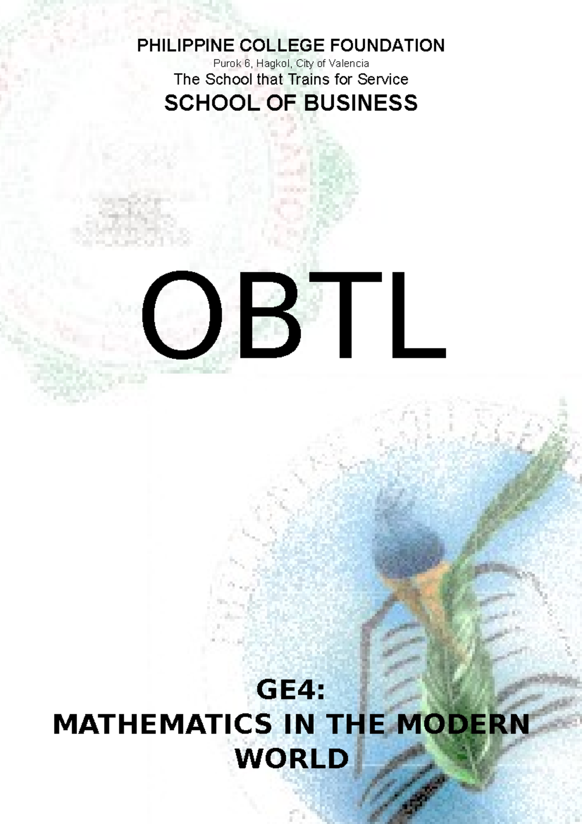 OBTL-SOB - this is an obtl that will guide the instructors and ...