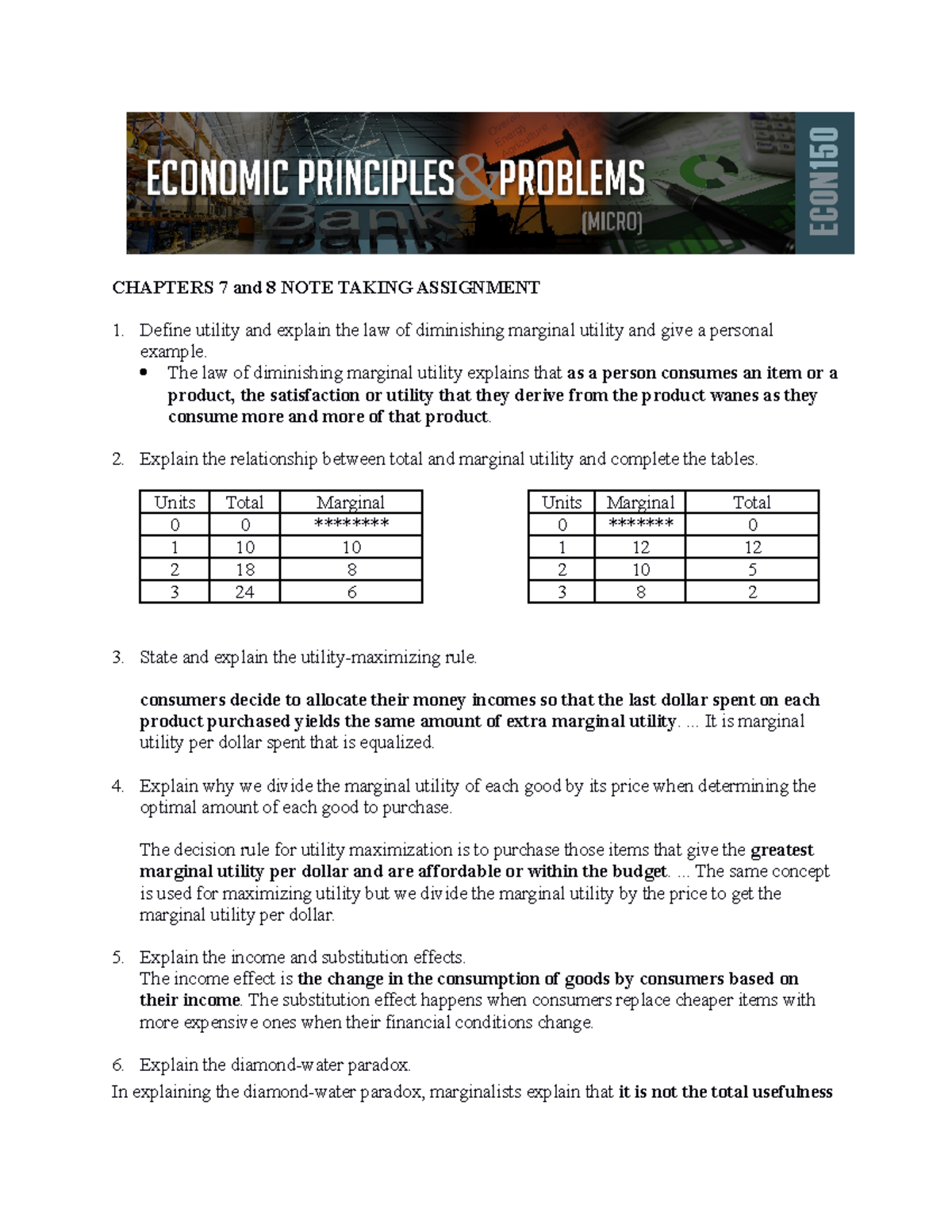 Econ150 document Note Taking Assignment Chp 7And8 - CHAPTERS 7 and 8 ...