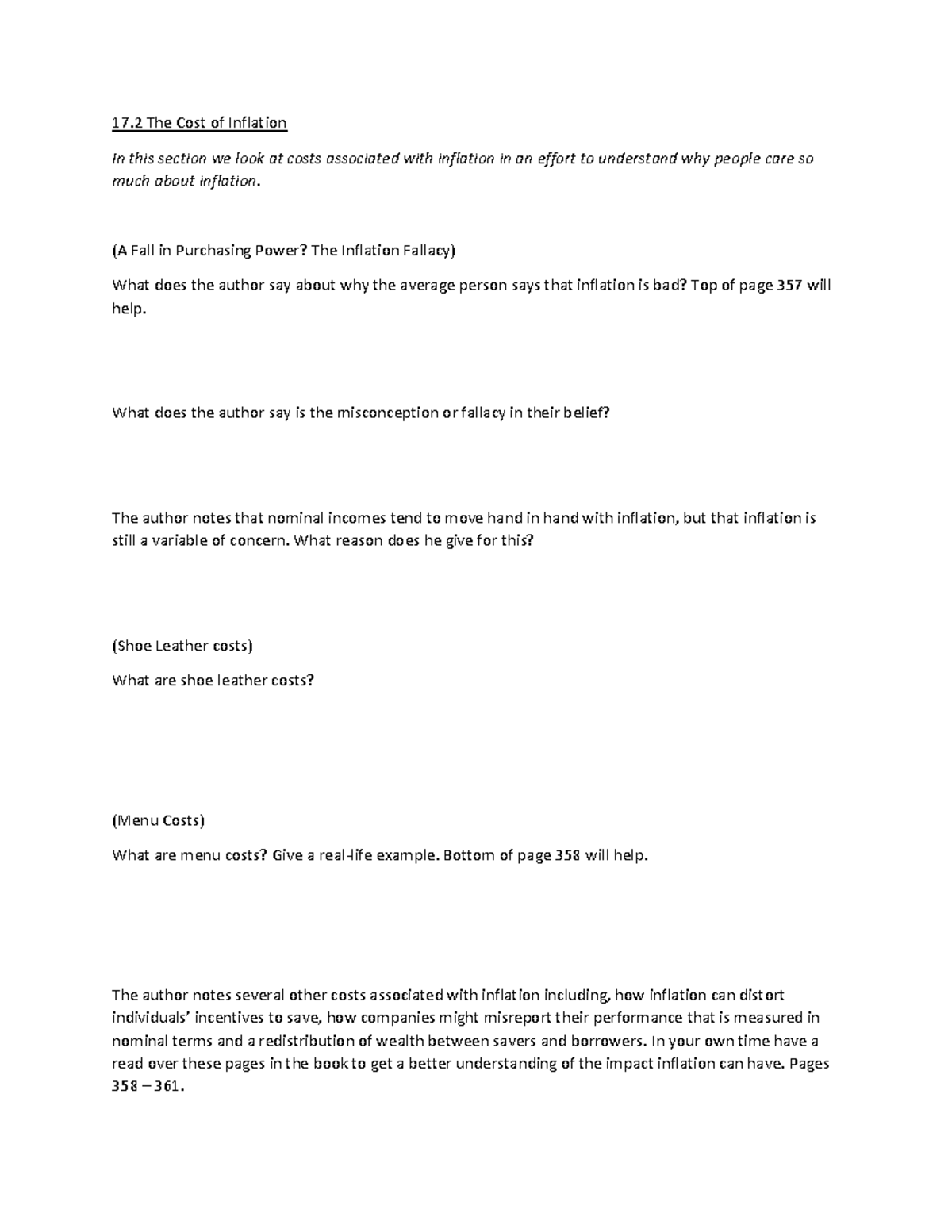 17 Handout 2 - Practice - 17 The Cost of Inflation In this section we ...