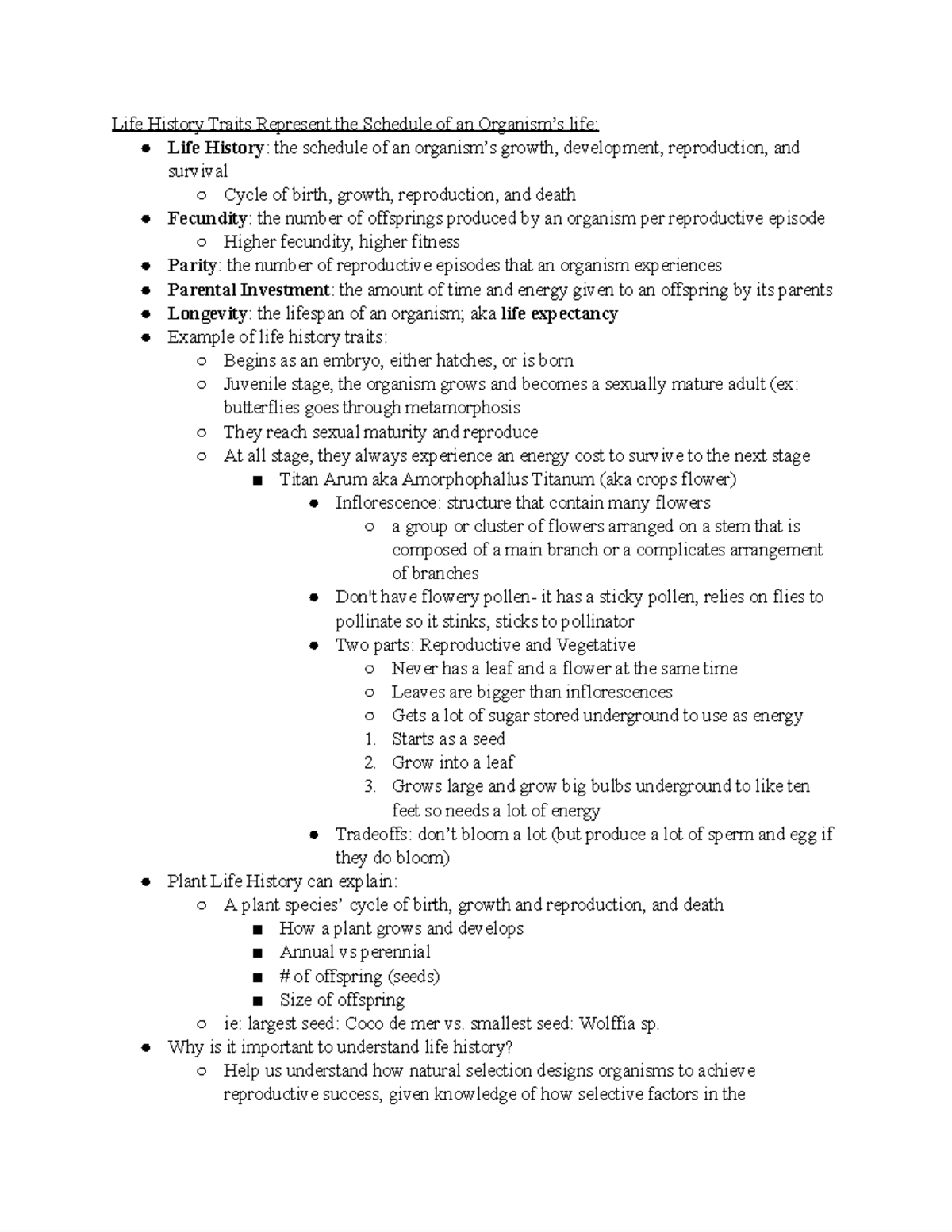 Studocu Notes Ecology - Life History Traits Represent the Schedule of ...