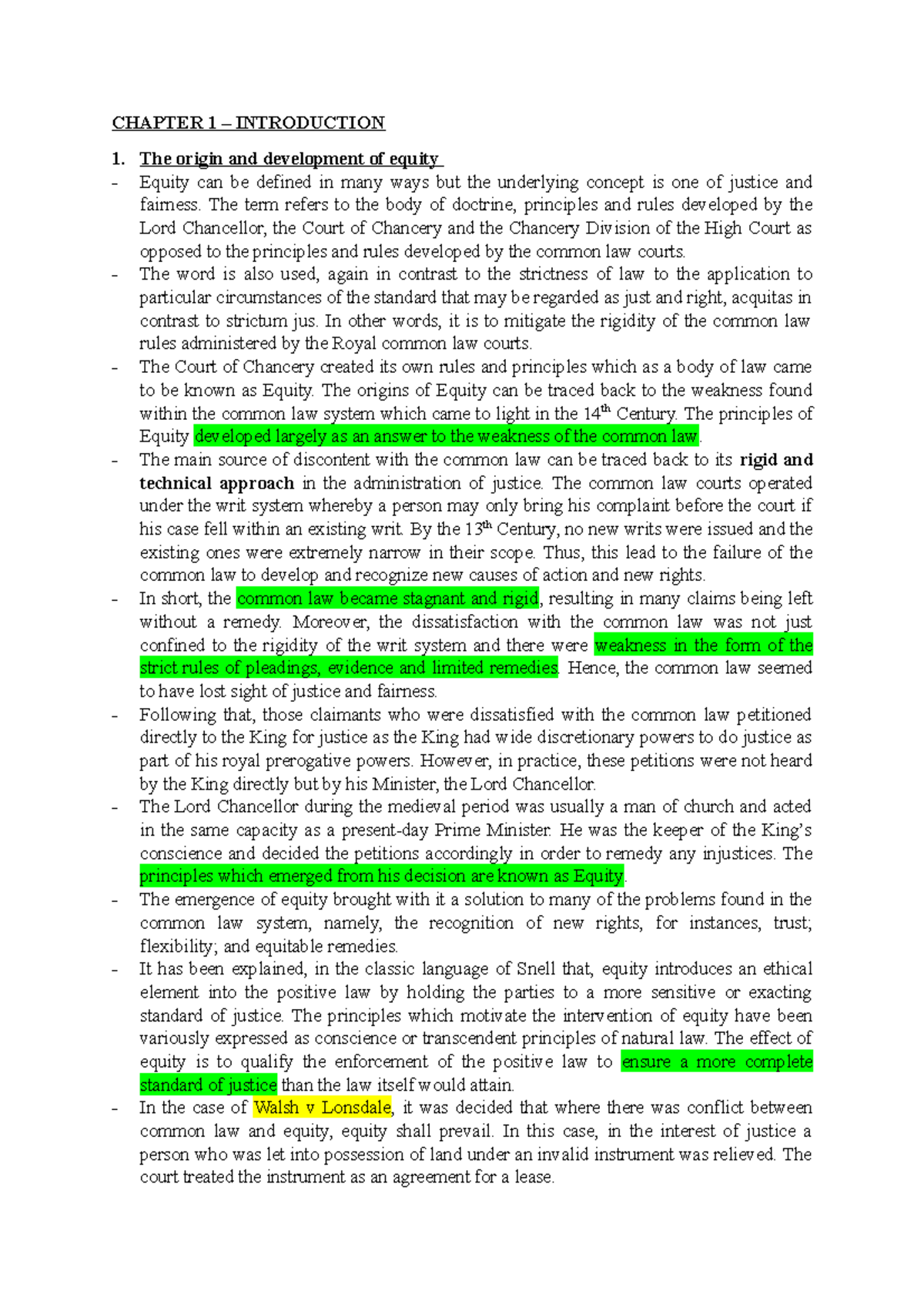 Equity 1 - Chapter 1 - CHAPTER 1 – INTRODUCTION 1. The origin and ...