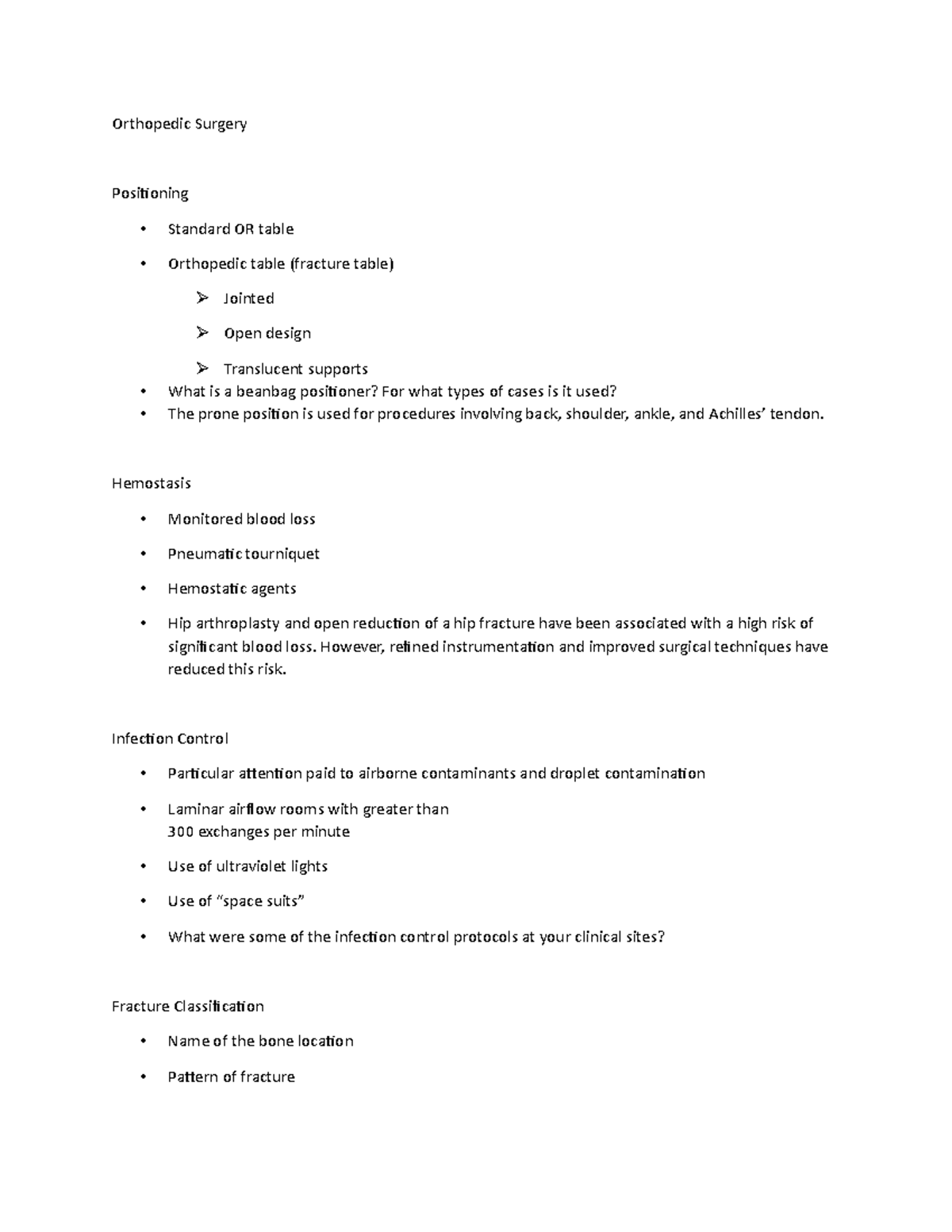 Lecture Notes 10 - Orthopedic Surgery Positioning - Standard OR table ...