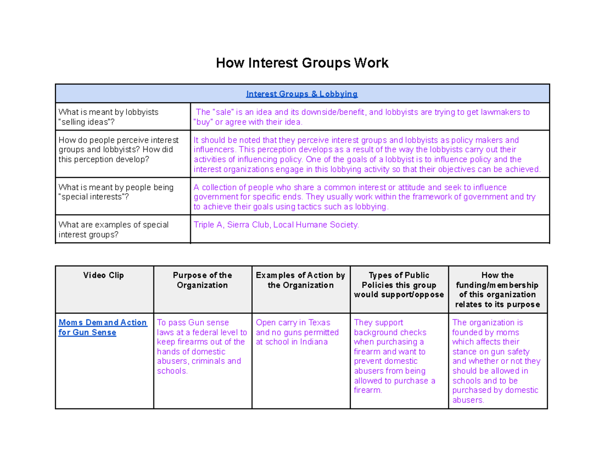 How Interest Groups Work - How Interest Groups Work Interest Groups ...