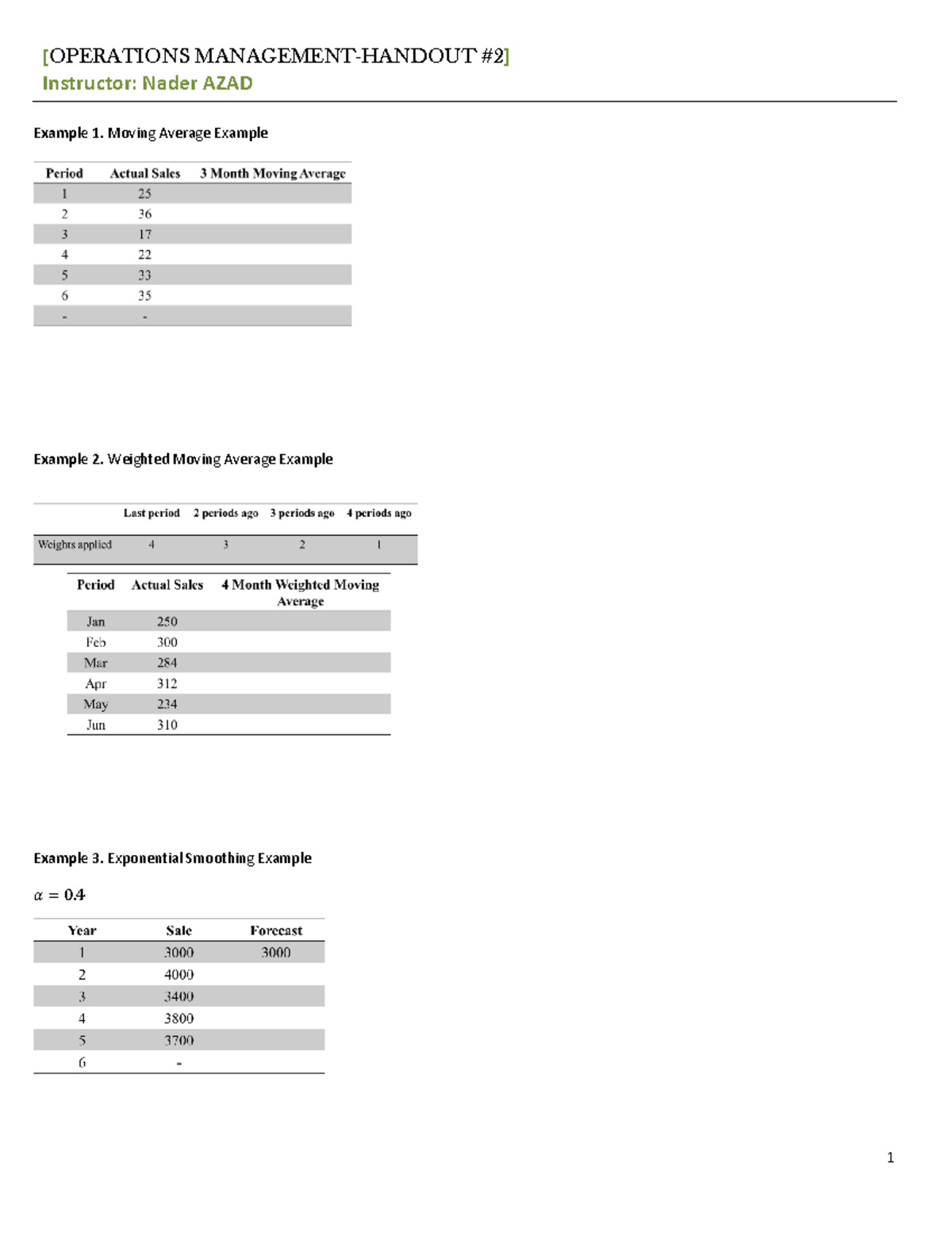 Handout-Week 2 - ADMN 3550H - [OPERATIONS MANAGEMENT-HANDOUT #2 ...