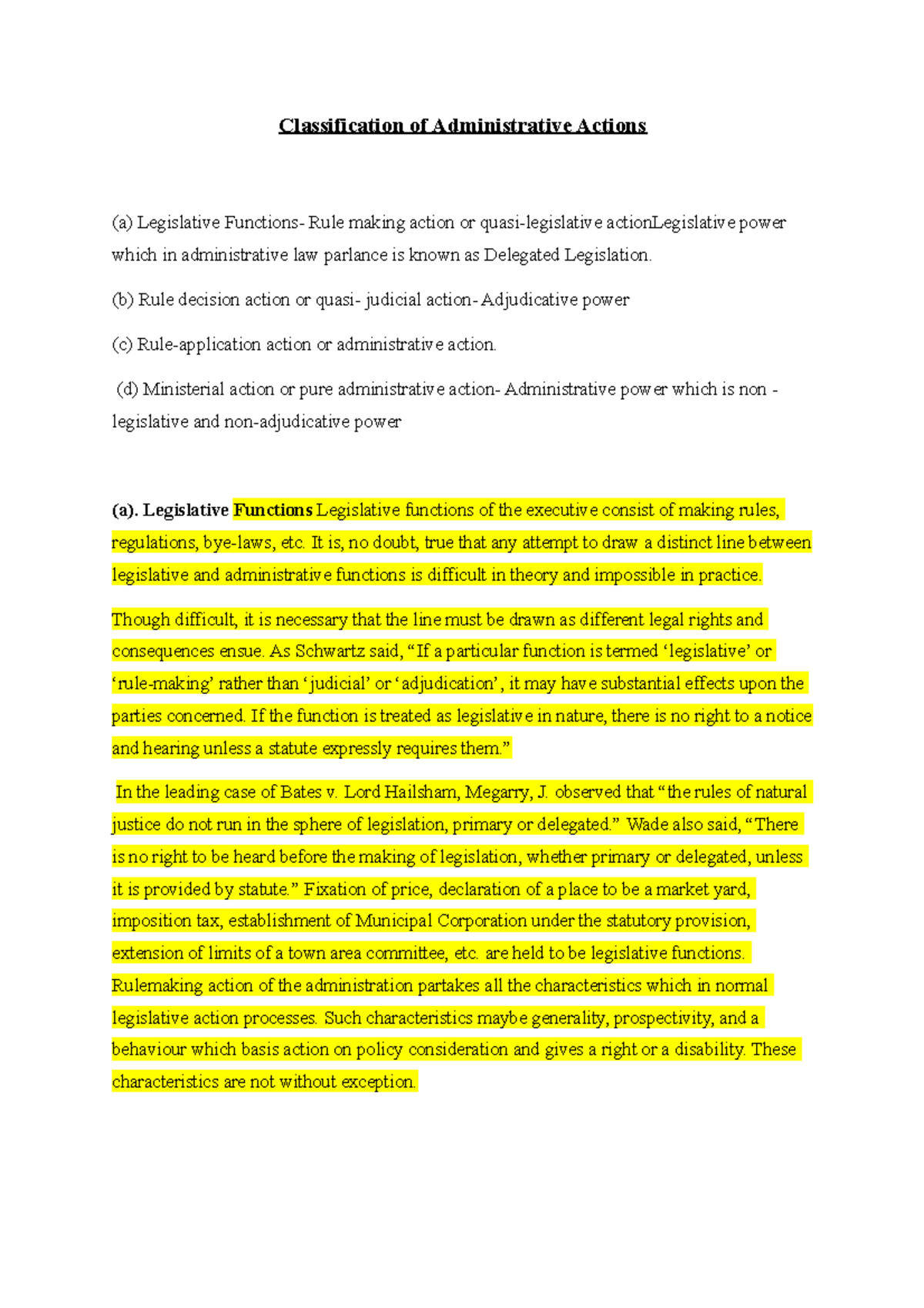 Classification of Administrative Actions - (b) Rule decision action or ...