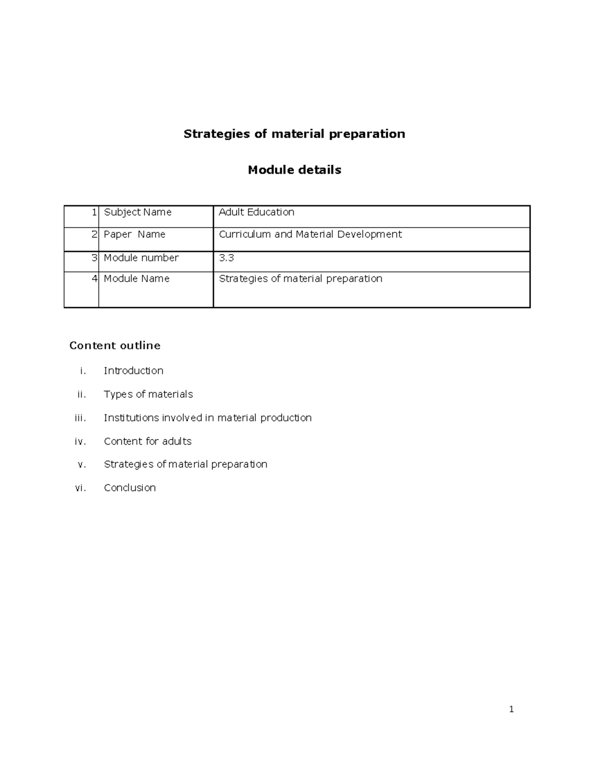 Strategies of material preparation - 4 Module Name Strategies of ...