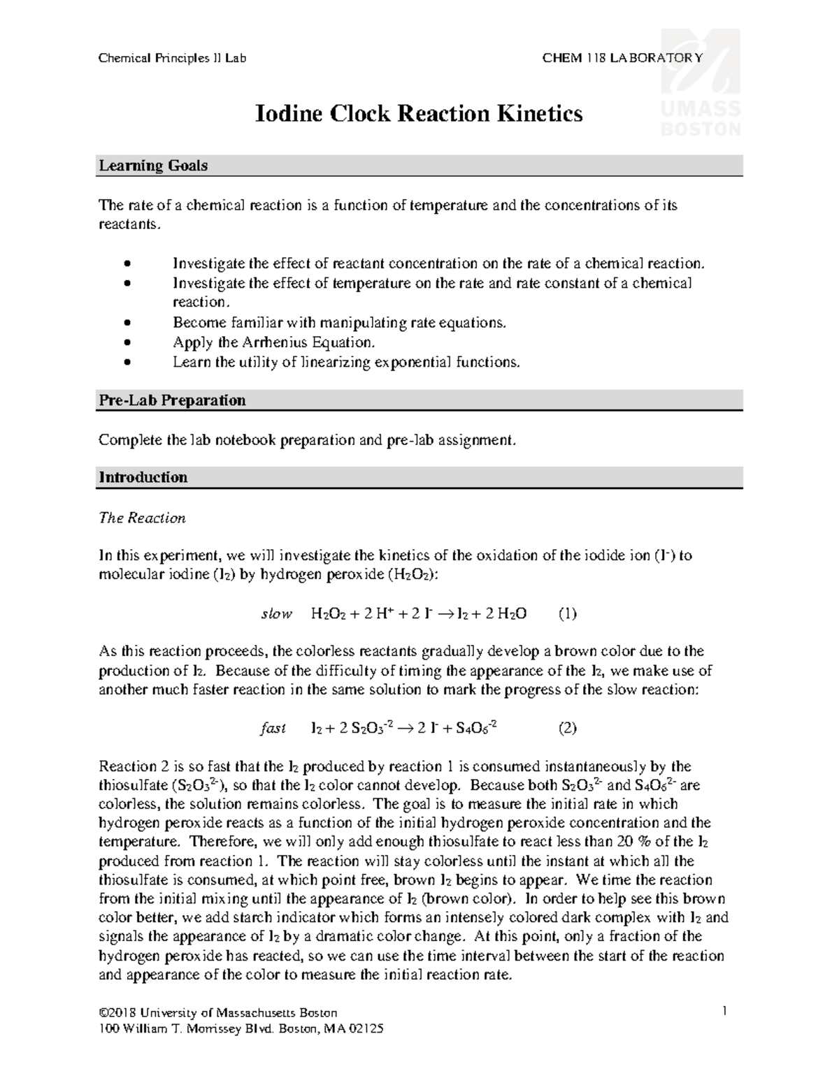 CK Iodine Clock Kinetics, Jan 2018 - ©2018 University of Massachusetts ...