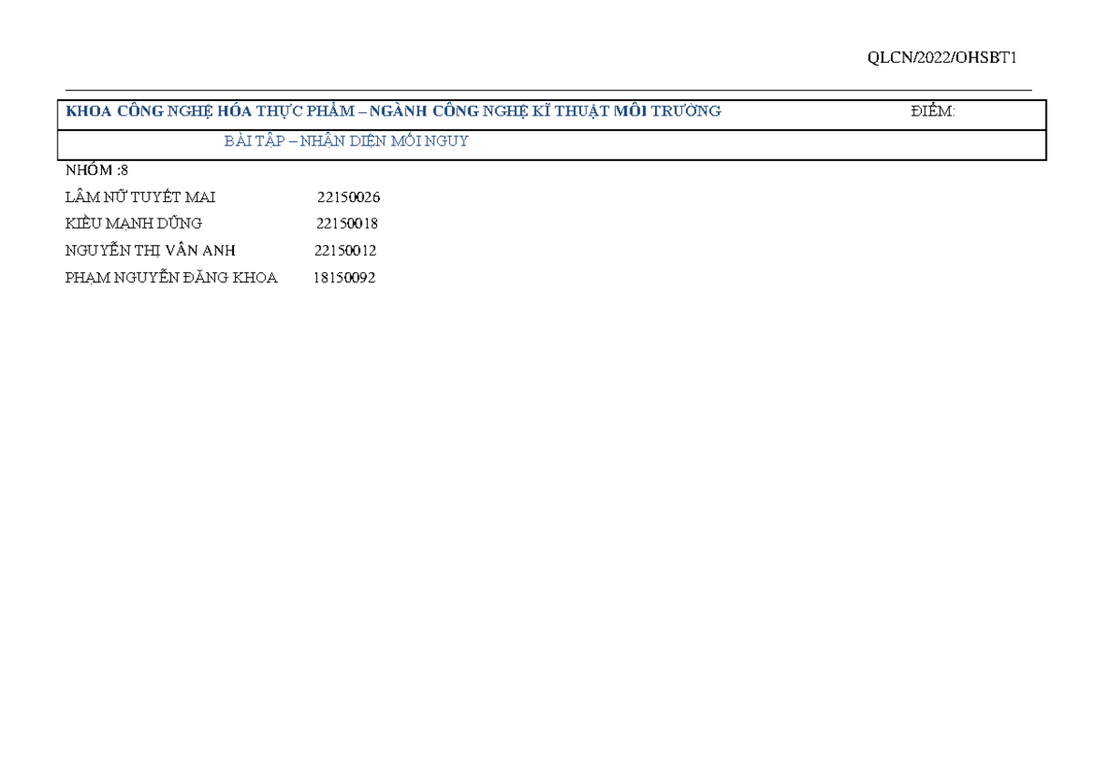 DT BT1 NHOM08 - jhkj - KHOA CÔNG NGHỆ HÓA THỰC PHẨM – NGÀNH CÔNG NGHỆ ...
