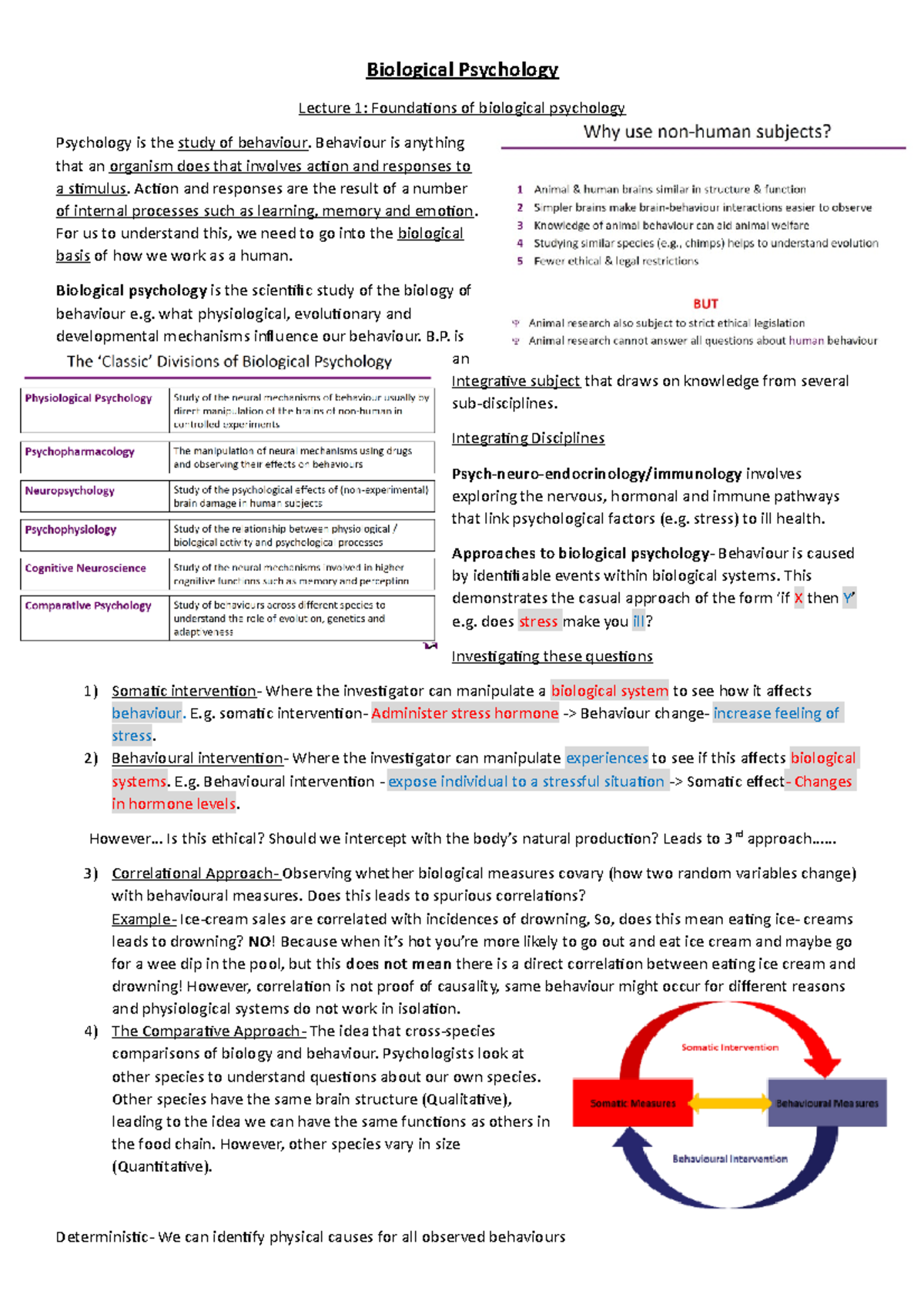 Lecture 1 - Biological Psychology Lecture 1: Foundations of biological ...