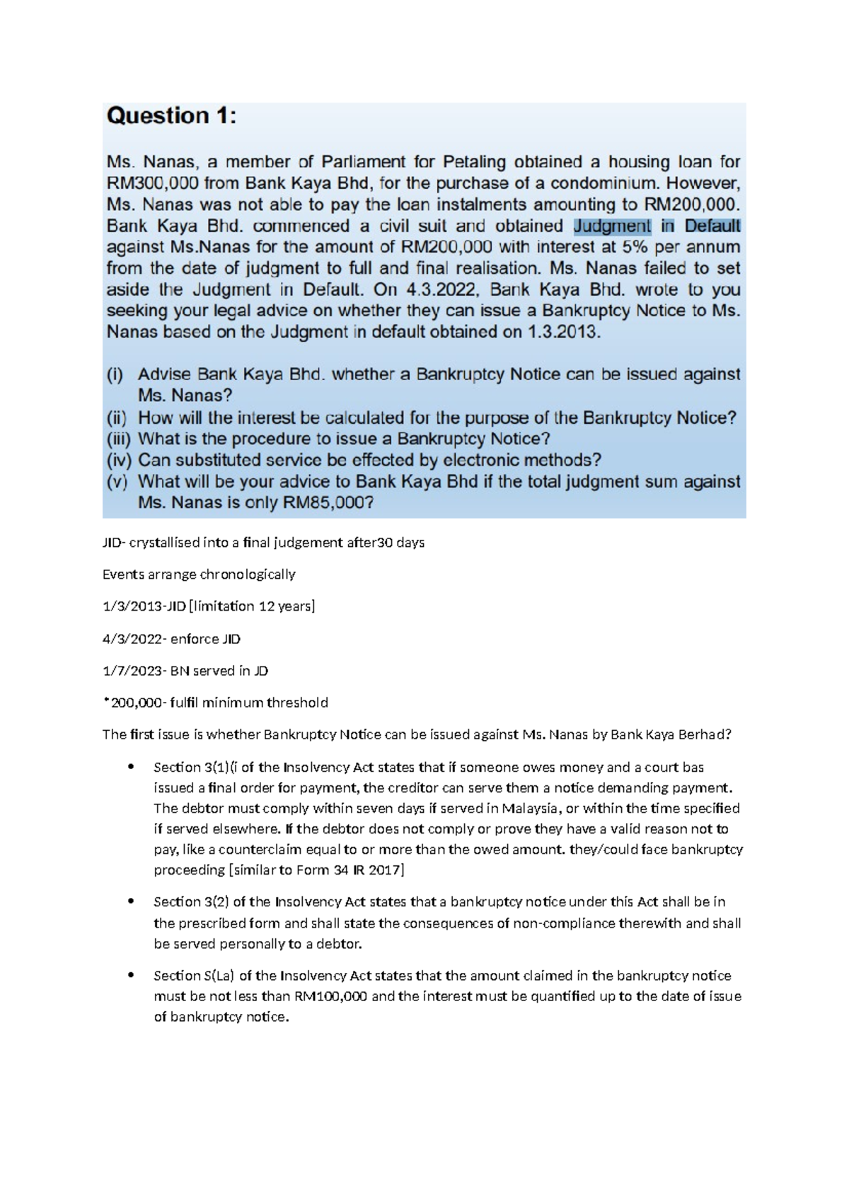Tutorial 2- islv islv - JID- crystallised into a final judgement ...