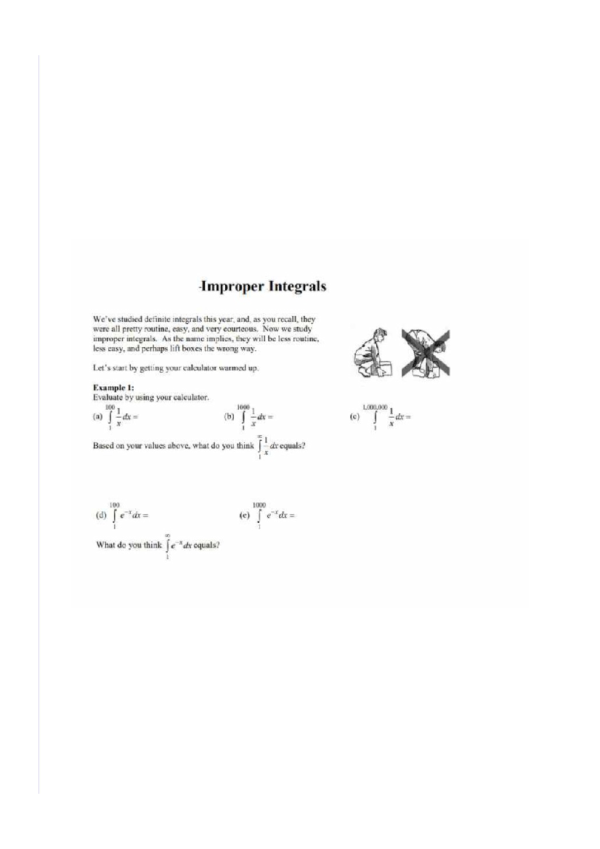 Improper Integrals Feb 2 Studocu