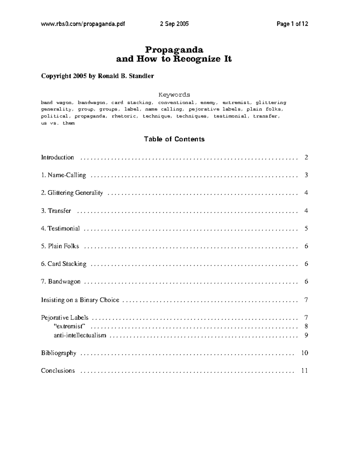 Lecture notes about propaganda - Propaganda and How to Recognize It ...