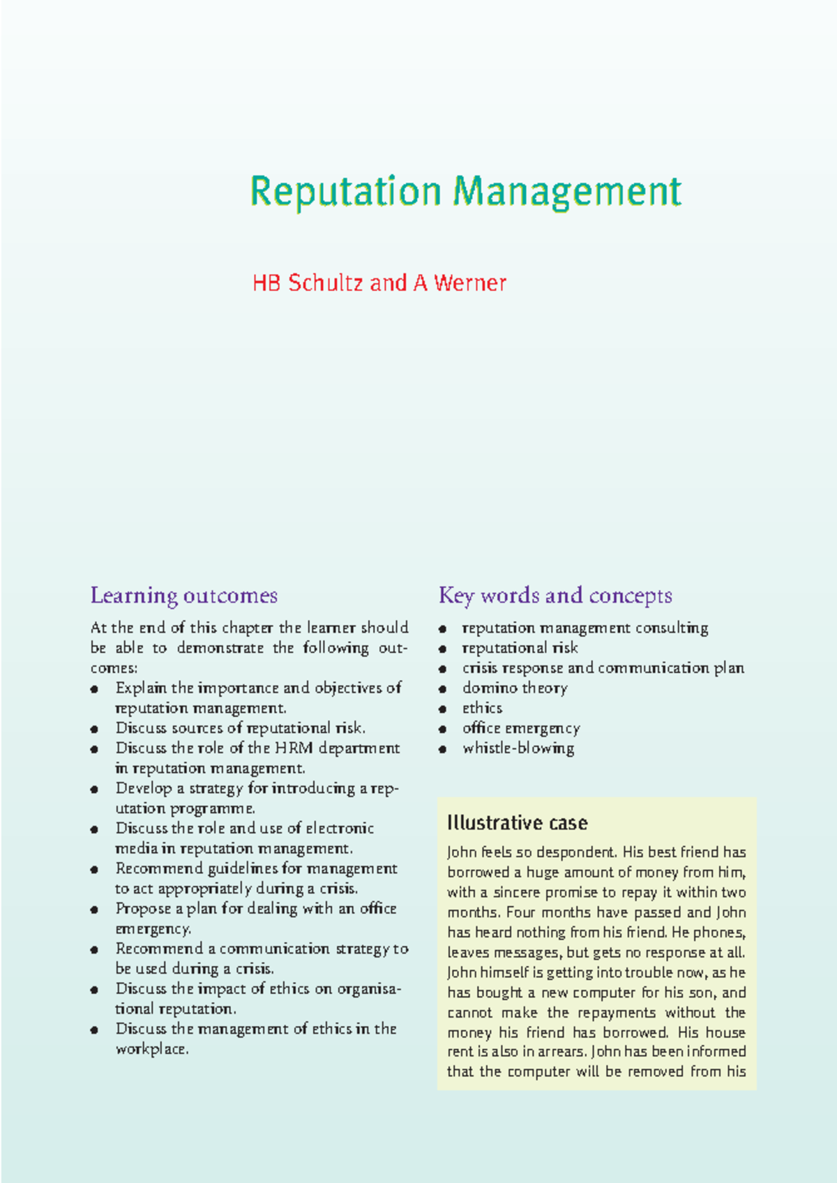 Reputation Management in Human Resources - Key words and concepts ...
