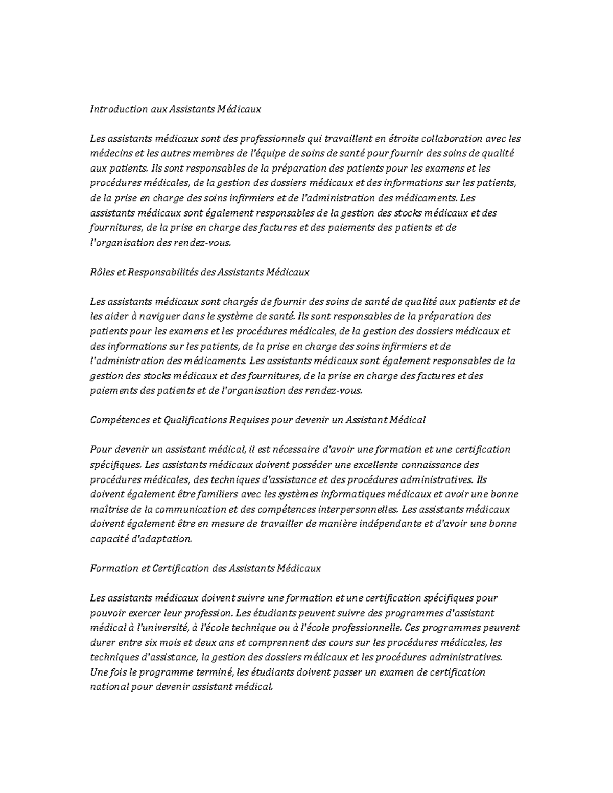 Medical Assisting Study Notes - Introduction aux Assistants Médicaux ...