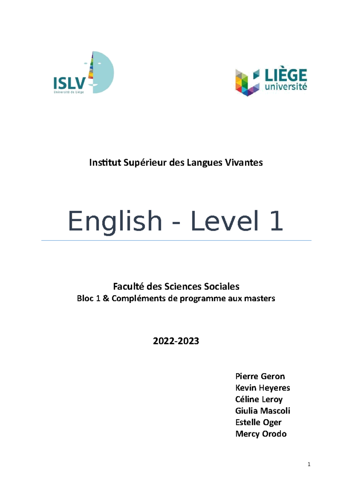 Syllabus anglais écrit - Institut Supérieur des Langues Vivantes ...